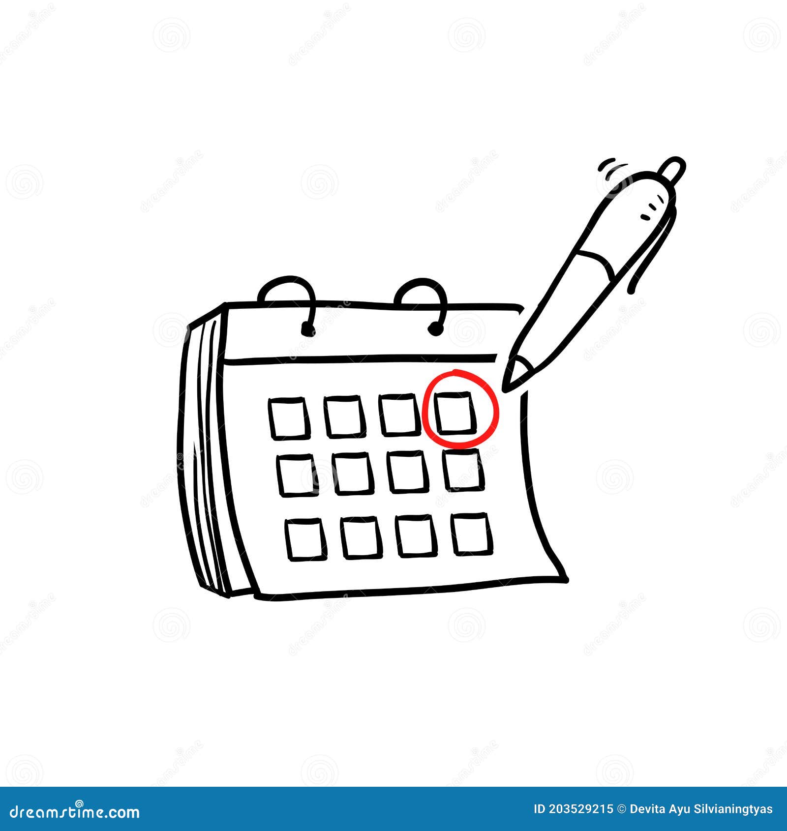 Hand Drawn Doodle Folding Calendar with Cartoon Art Style Vector ...