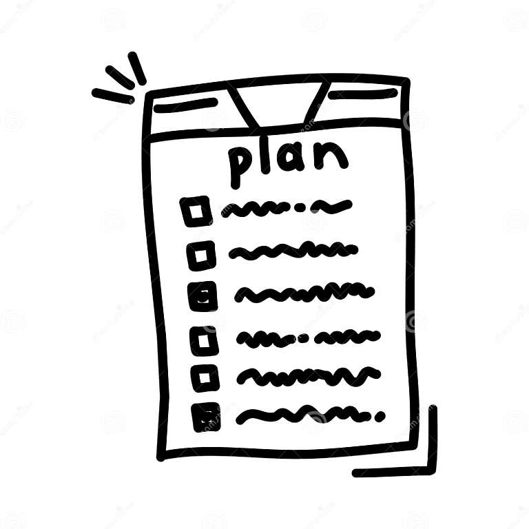 Hand Drawn Doodle Plan Note, Vector Isolated Illustration Stock ...