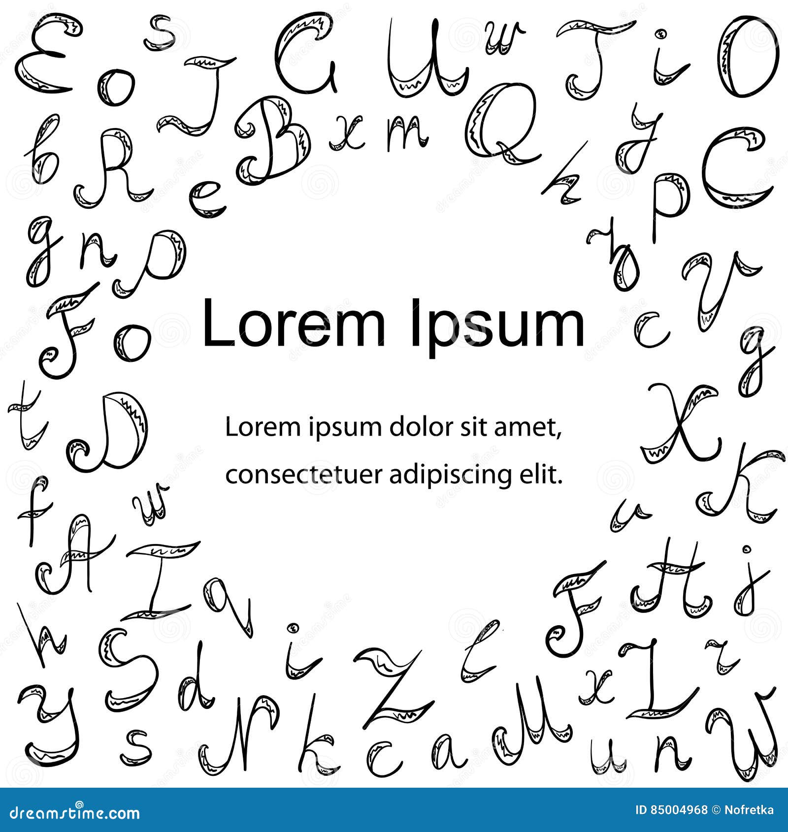 Scribble Alphabet With Pen Sketch Effect. Cartoon Vector ...