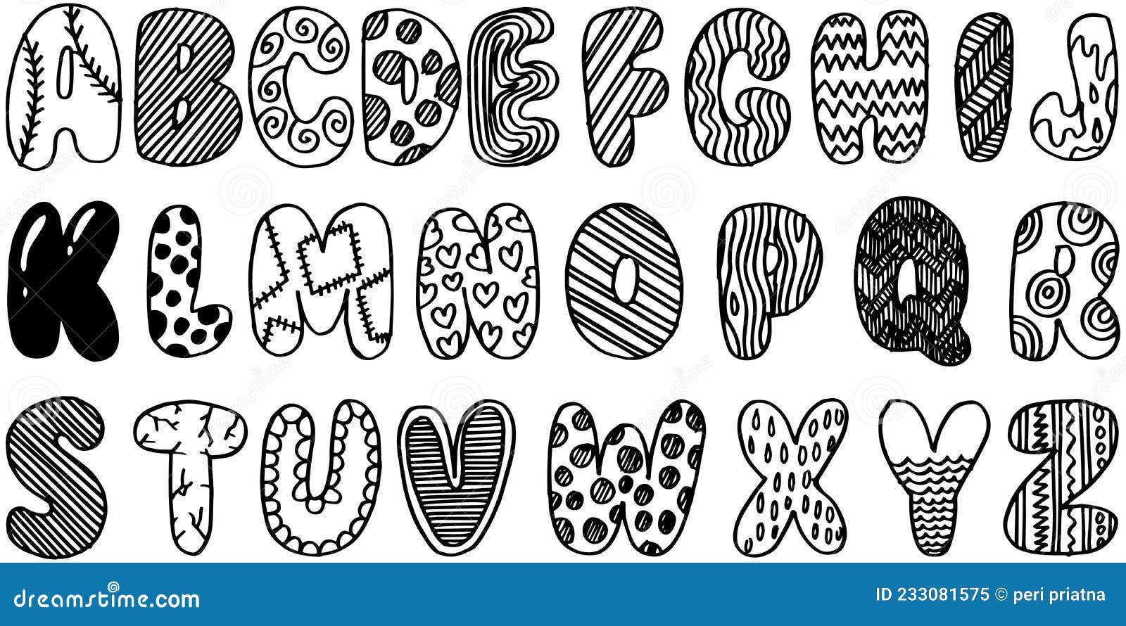 Hand Drawn Doodle Font. Set of Sketch Alphabet. Hand Drawn Typography ...