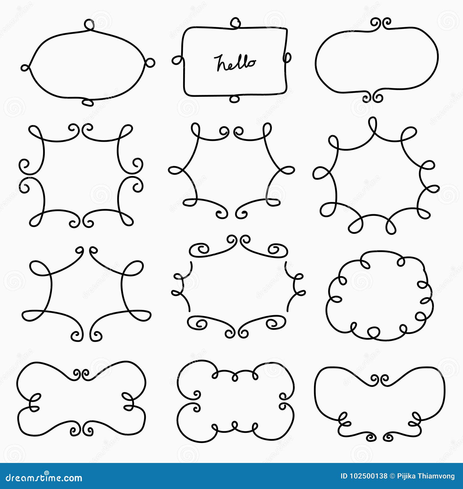 Doodle Frame With Sunbeam Radial Background Vector Illustration ...