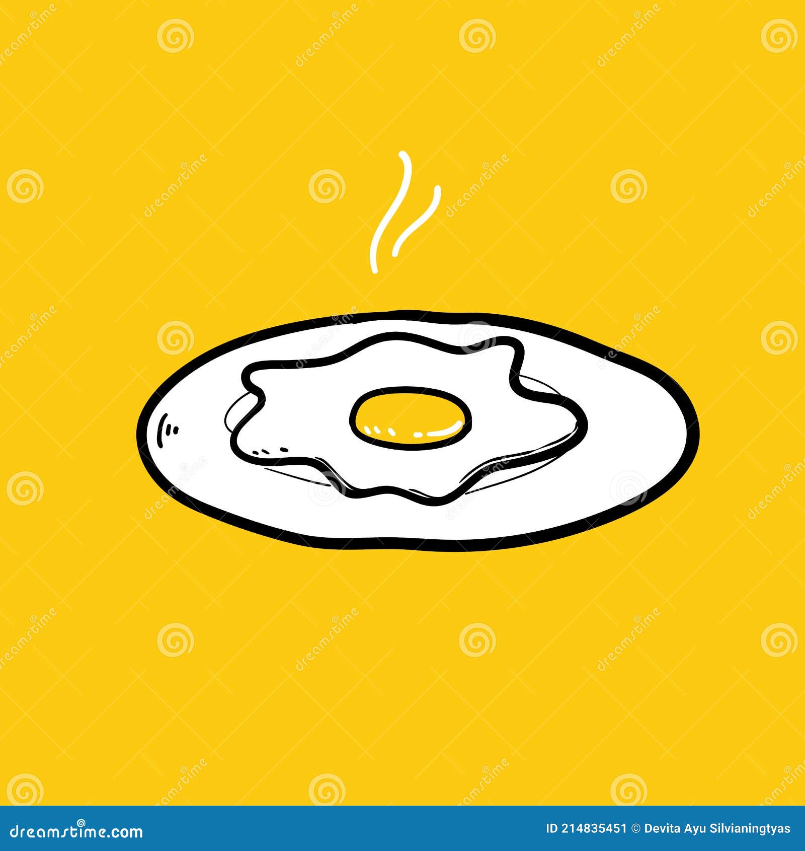 Hand Drawn Doodle Fried Egg Illustration Icon Isolated Stock Vector