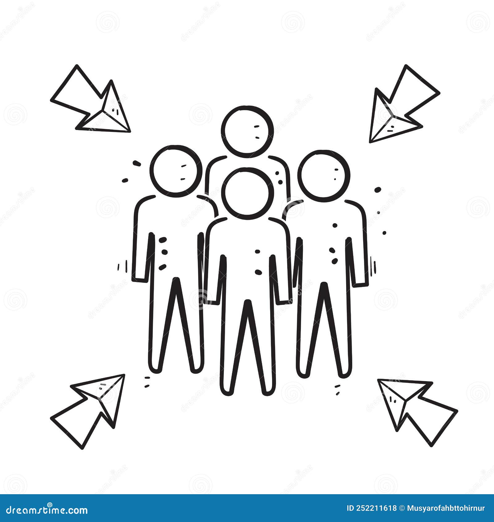 Hand Drawn Doodle Gather Point Icon Illustration Vector Isolated Stock ...