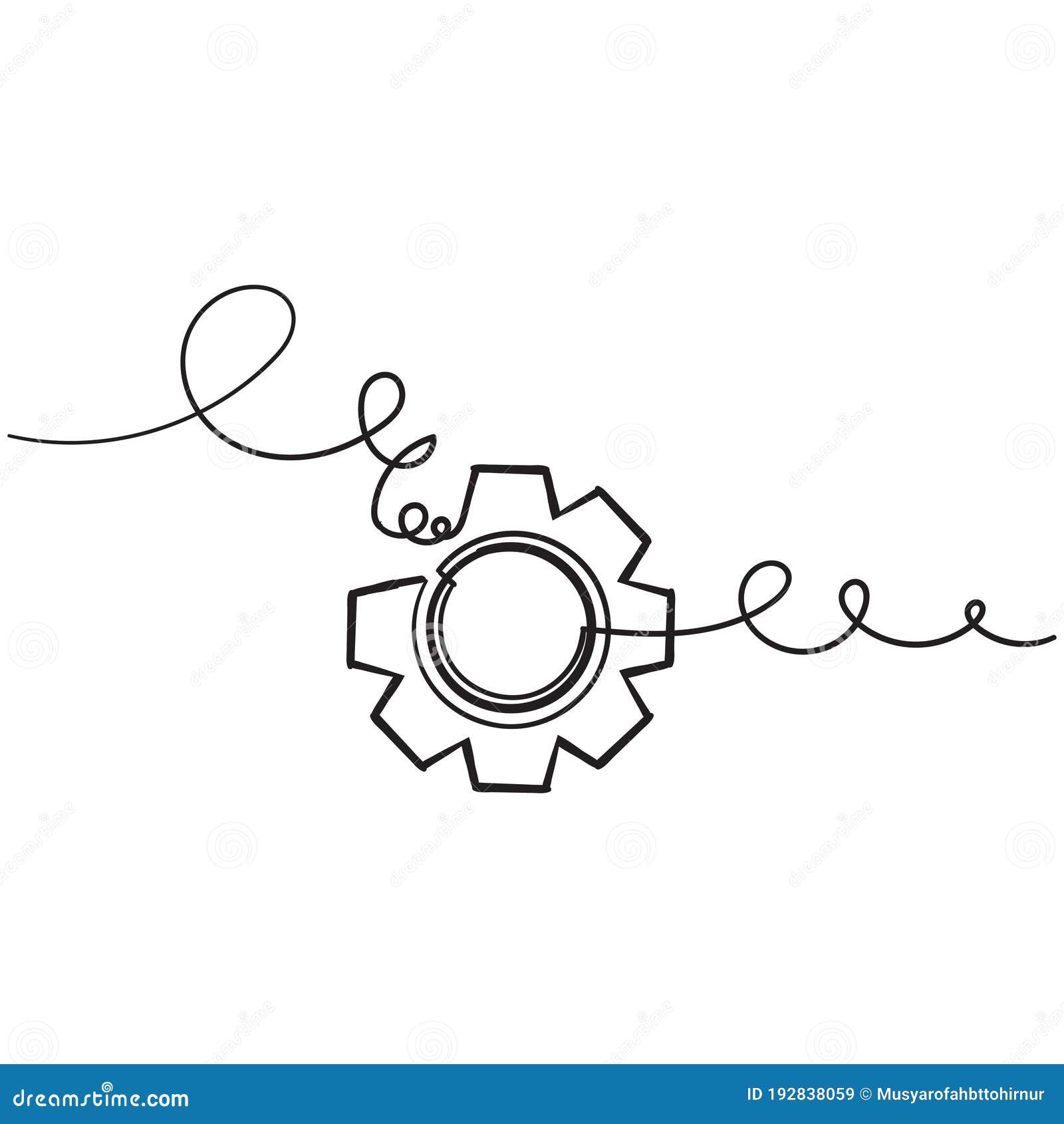 Hand Drawn Doodle Gears Cogs Icon with Doodle Drawing Style Stock ...