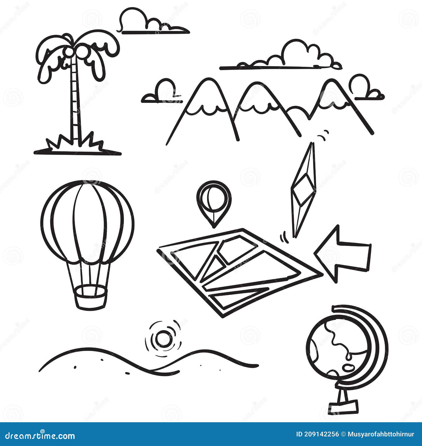 Hand Drawn Doodle Geography Illustration Related Isolated Stock Vector ...