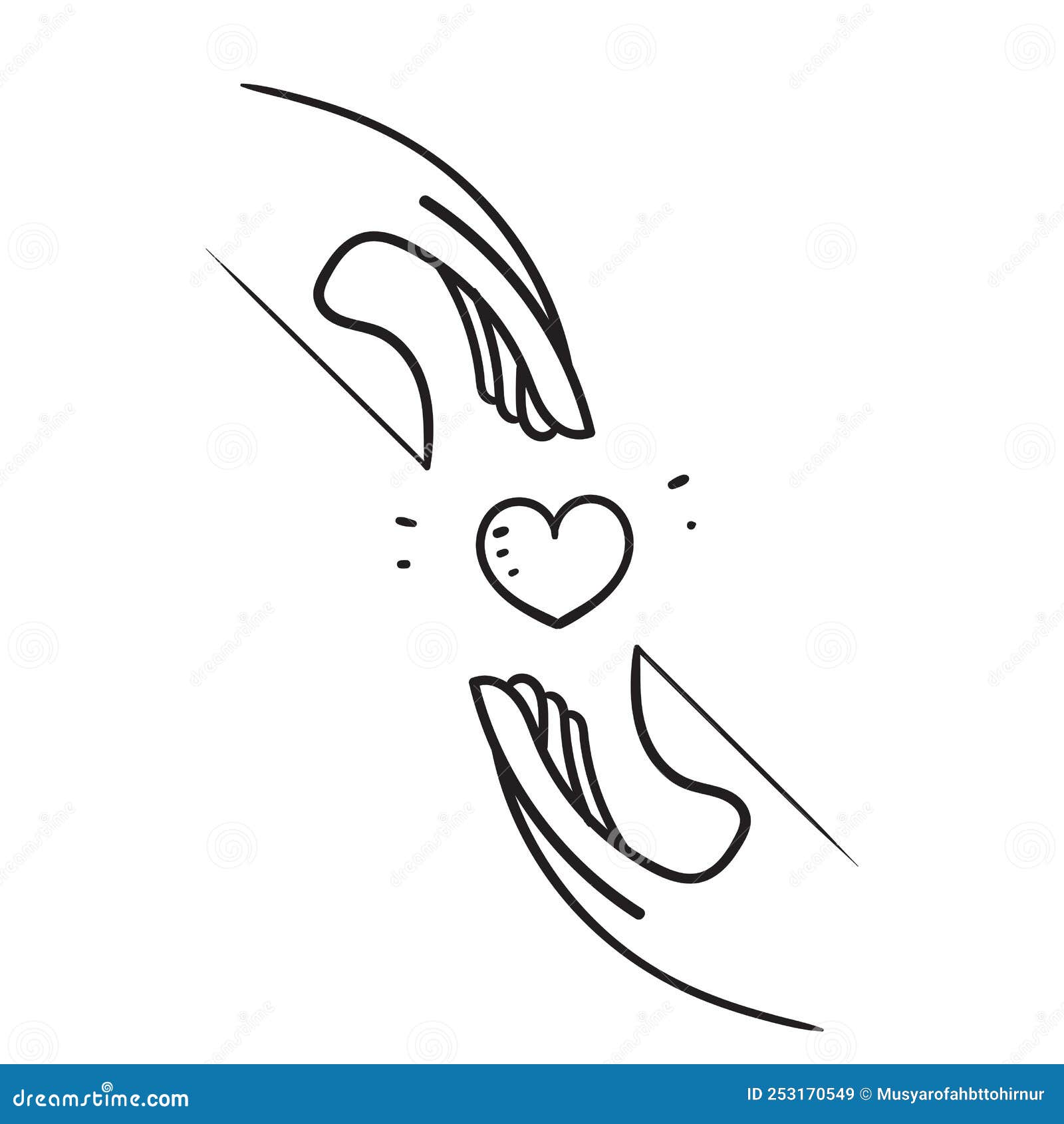 Hand Drawn Doodle Hand Giving and Receiving Love Illustration Vector ...