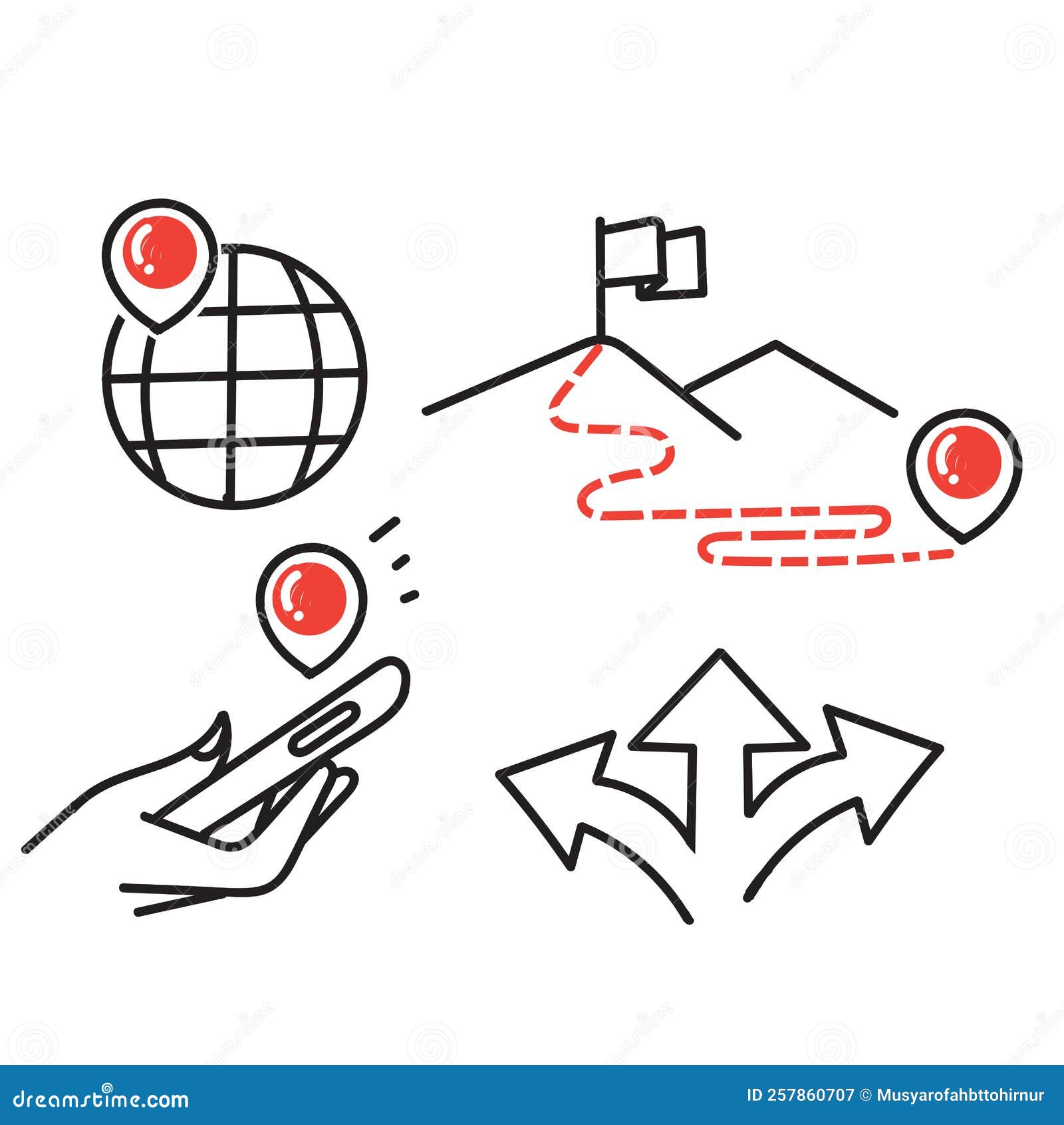 Hand Drawn Doodle GPS Location Map Illustration Vector Stock Vector ...