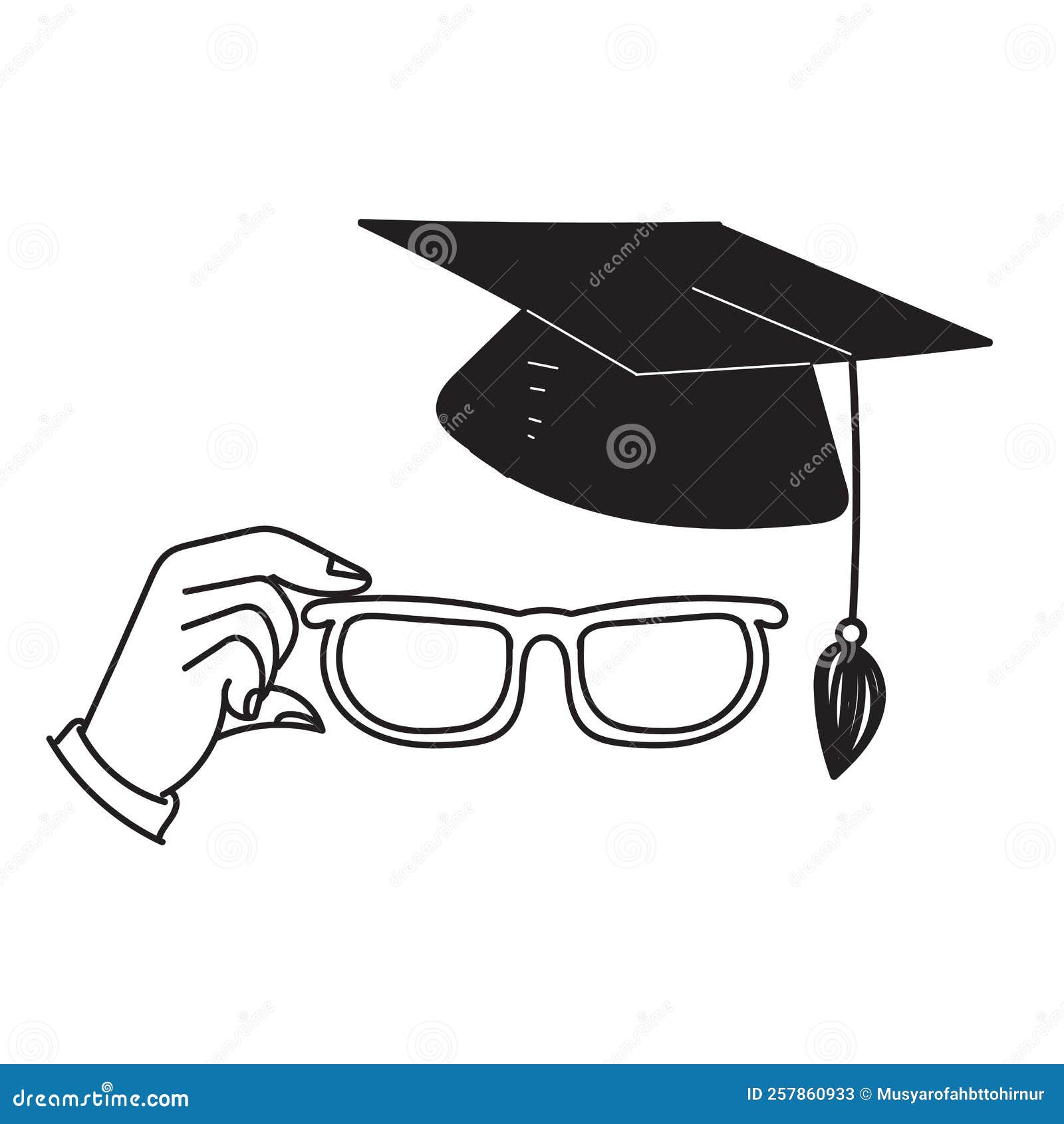Doodle Graduation Ceremony Concept. Hands Throwing Graduation Caps In ...