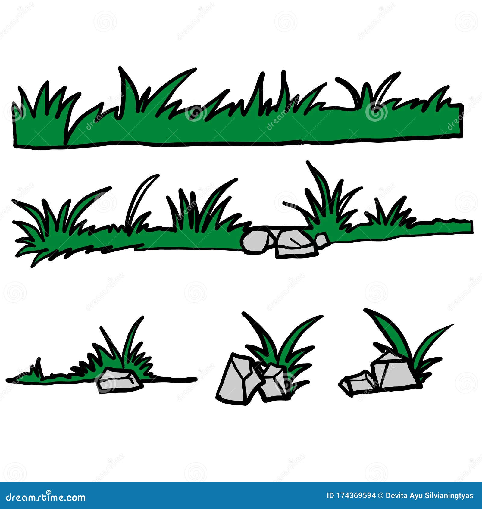 Hand Drawn Doodle Grass Illustration with Cartoon Style Vector Stock ...