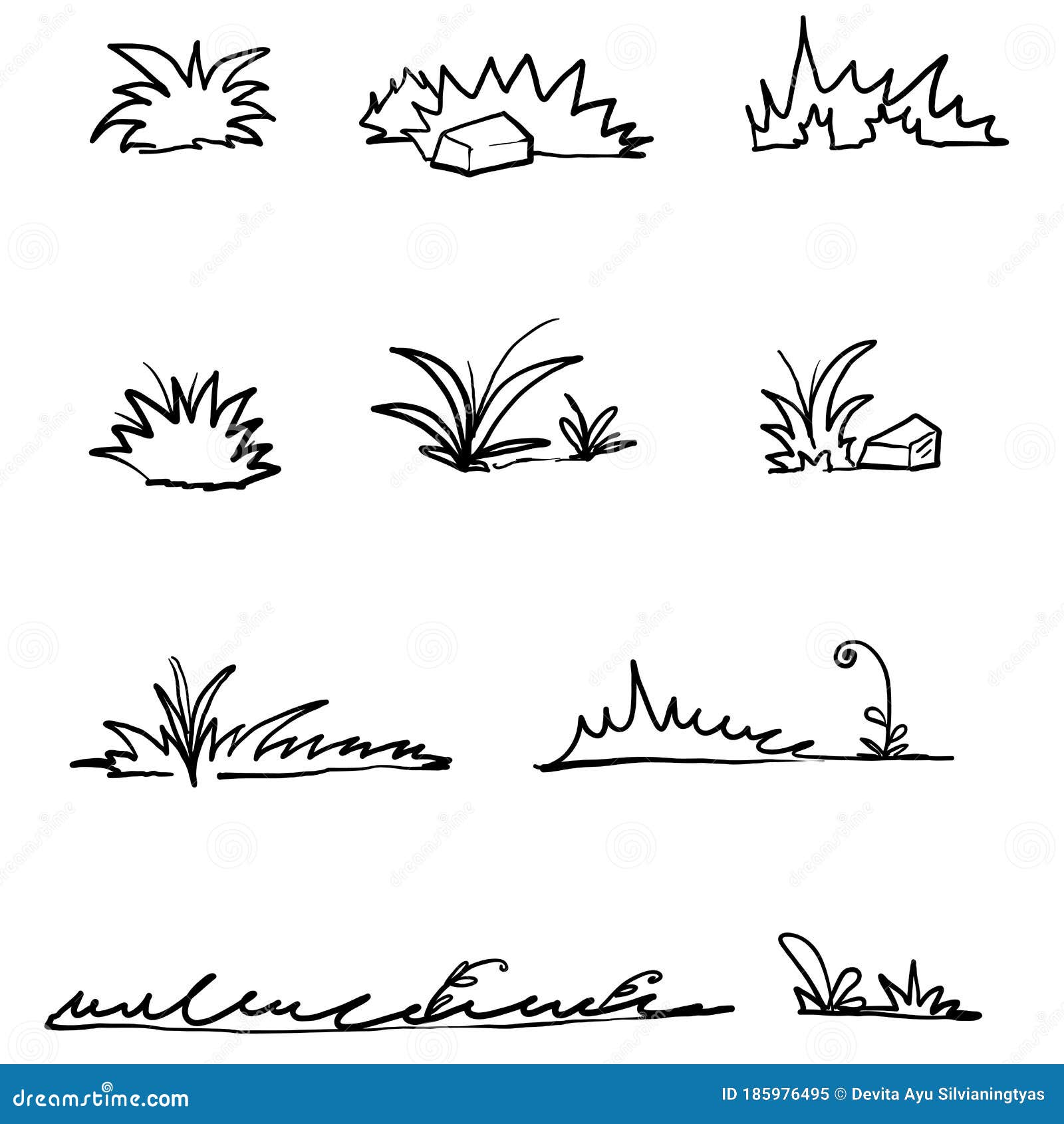 Doodle Grass, Herb Texture, Seamless Lawn Border Cartoon Vector ...