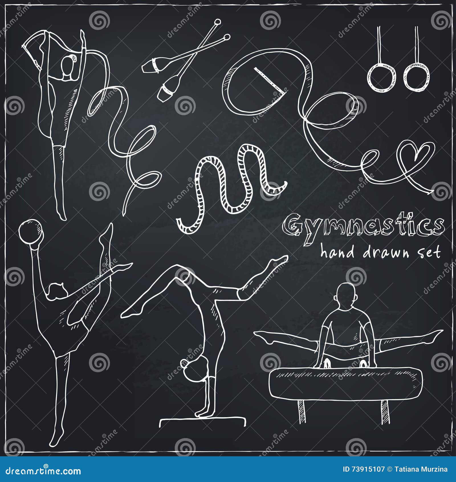 Hand Drawn Doodle Gymnastics Set Stock Vector - Illustration of posture ...