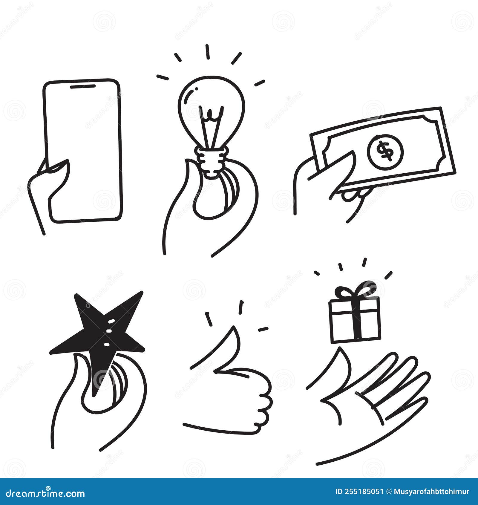 Hand Drawn Doodle Hands Gestures Illustration Set Stock Vector ...