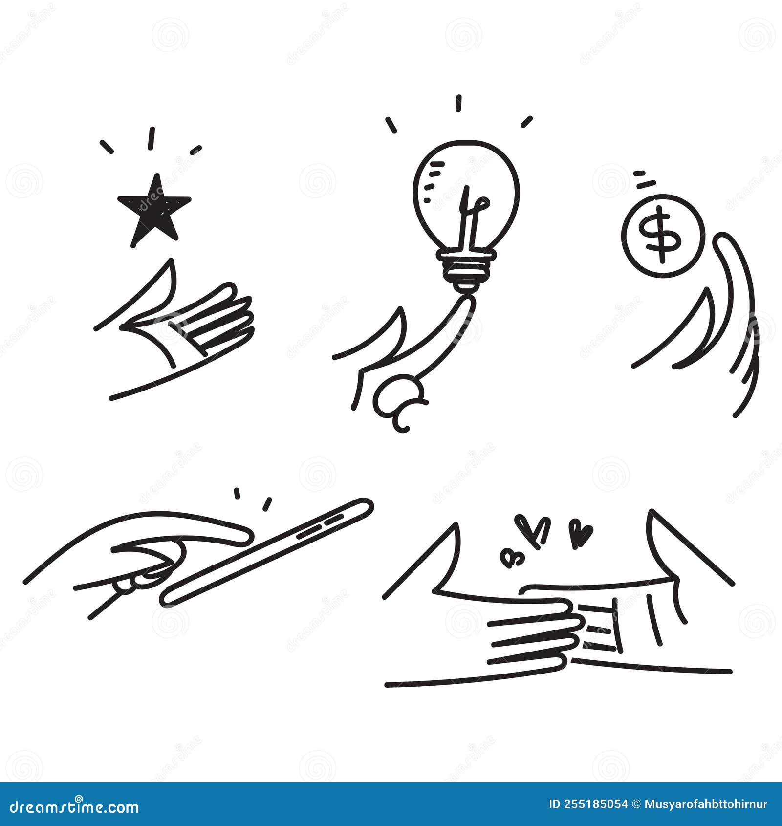 Hand Drawn Doodle Hands Gestures Illustration Set Stock Vector ...