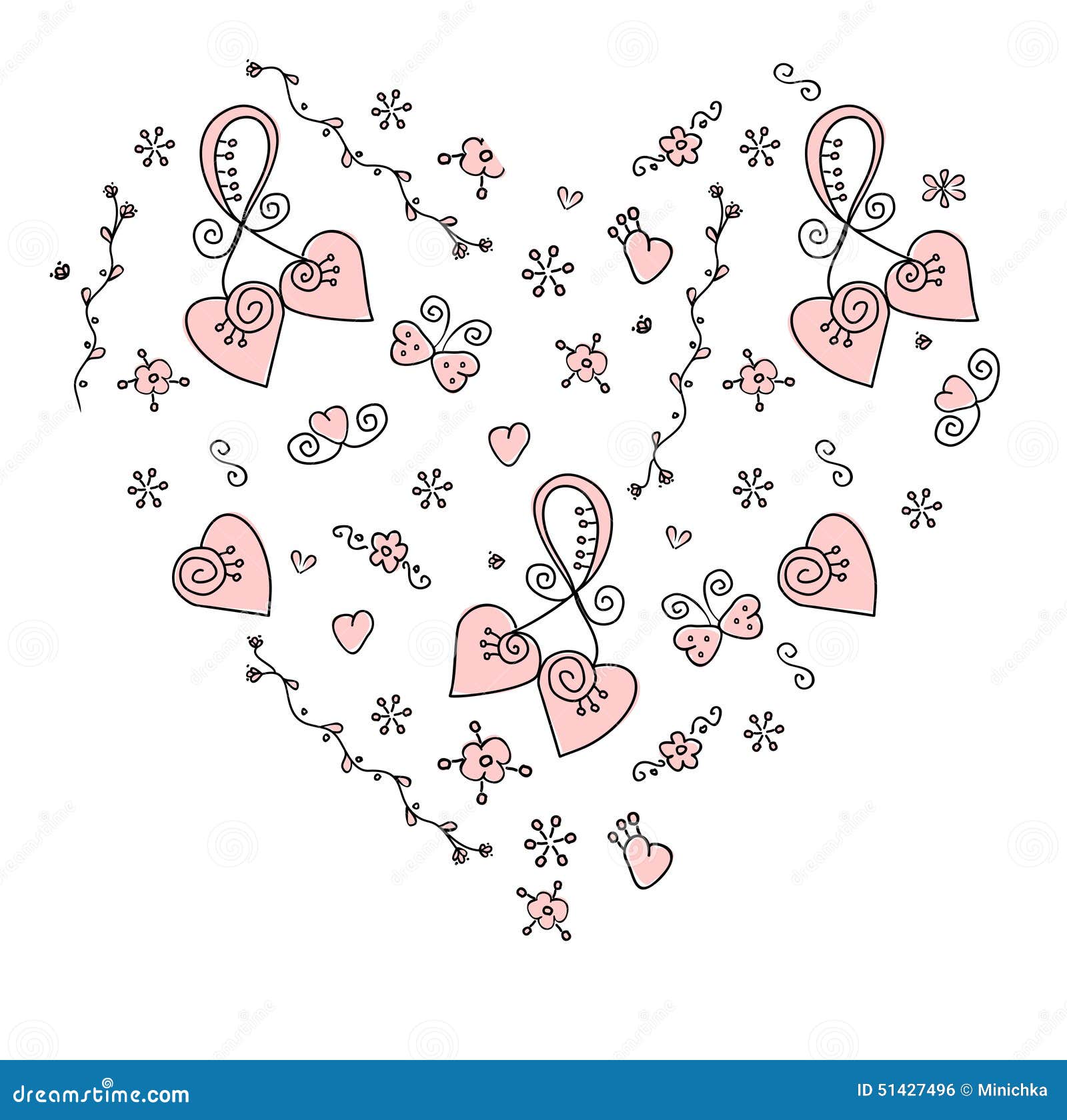 Hand-drawn doodle heart stock vector. Illustration of card - 51427496