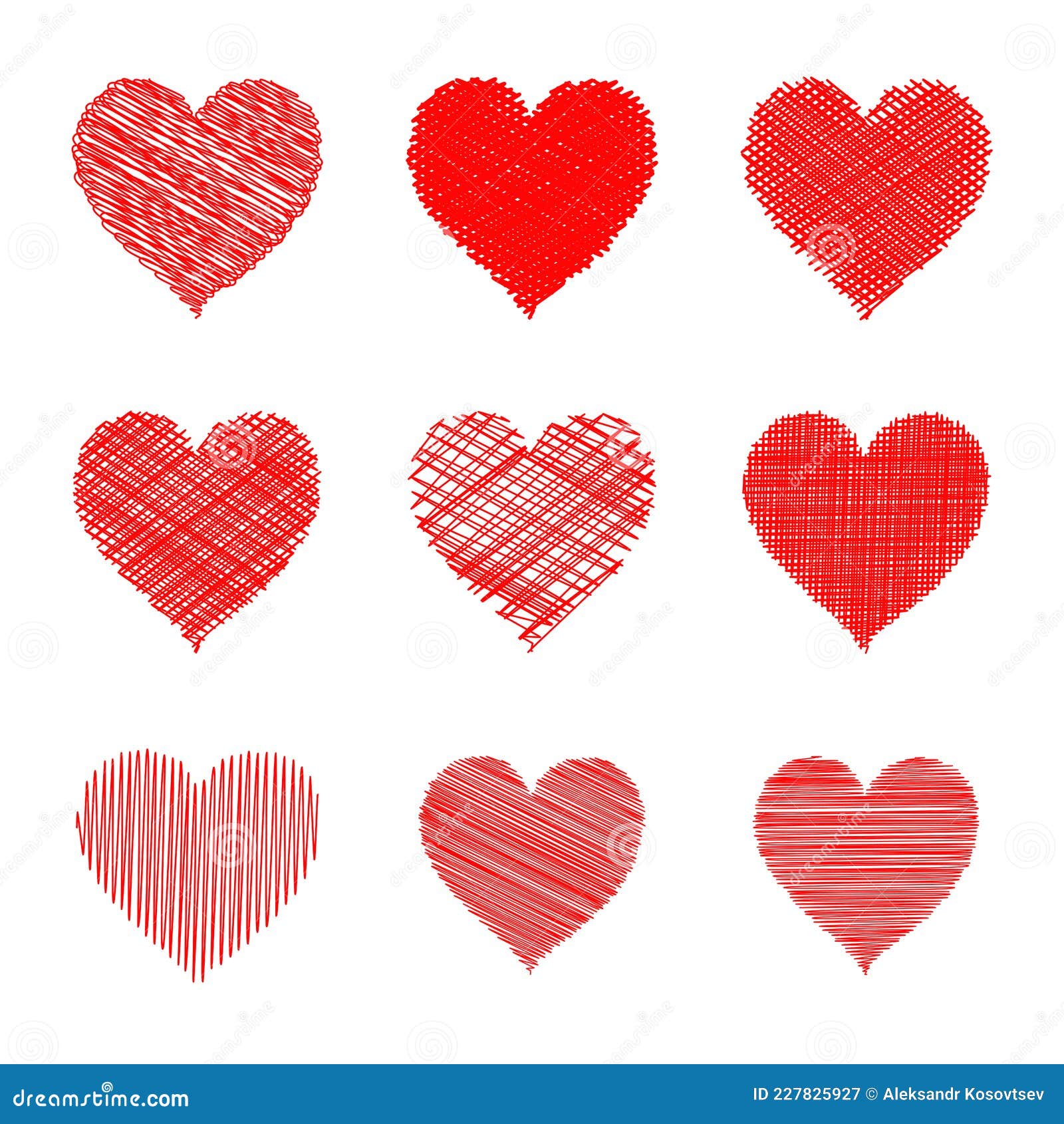 Hand drawn doodle hearts stock vector. Illustration of greeting - 227825927
