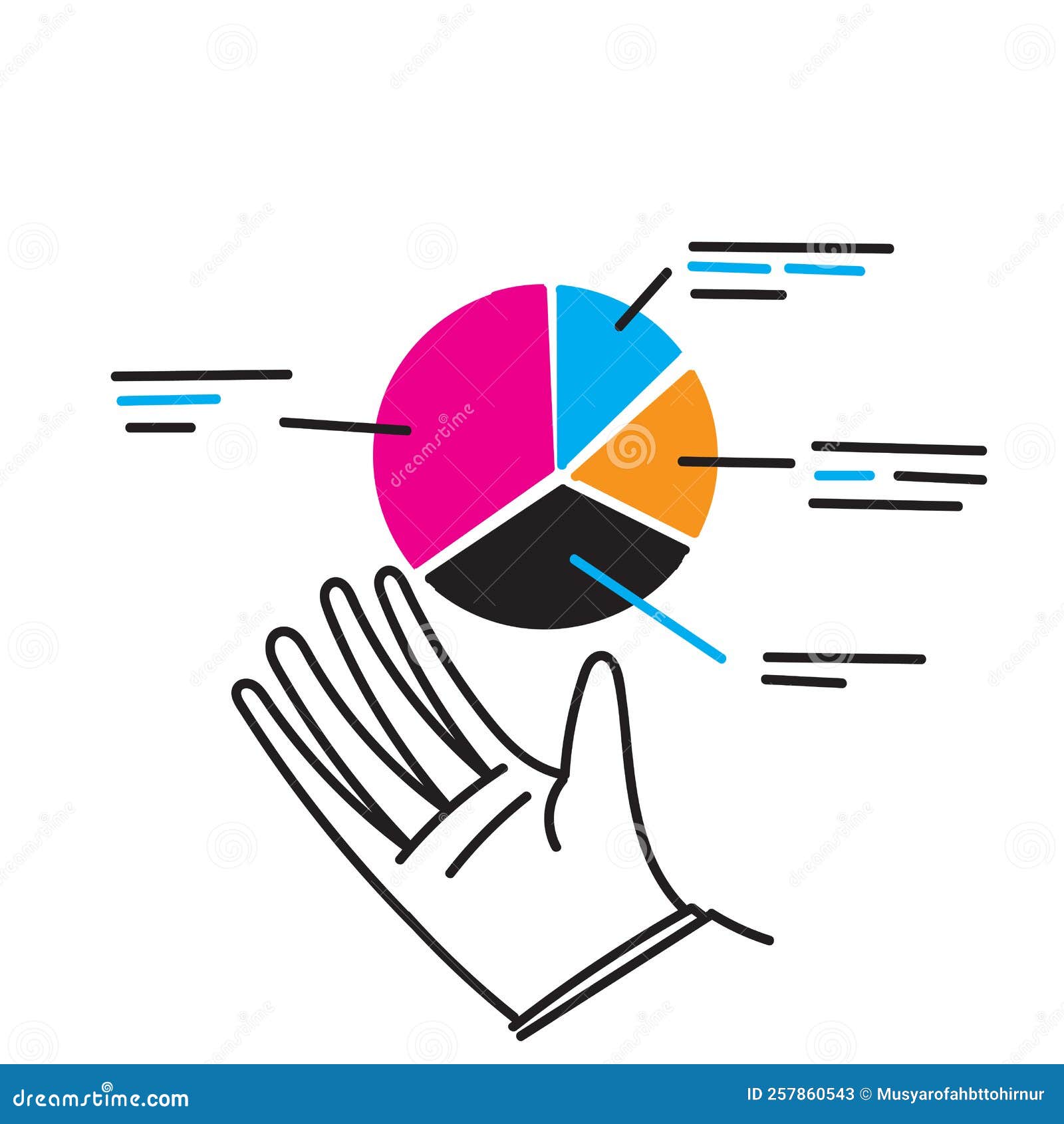 Hand Drawn Doodle Hand Holding Pie Chart Data Illustration Vector Stock ...