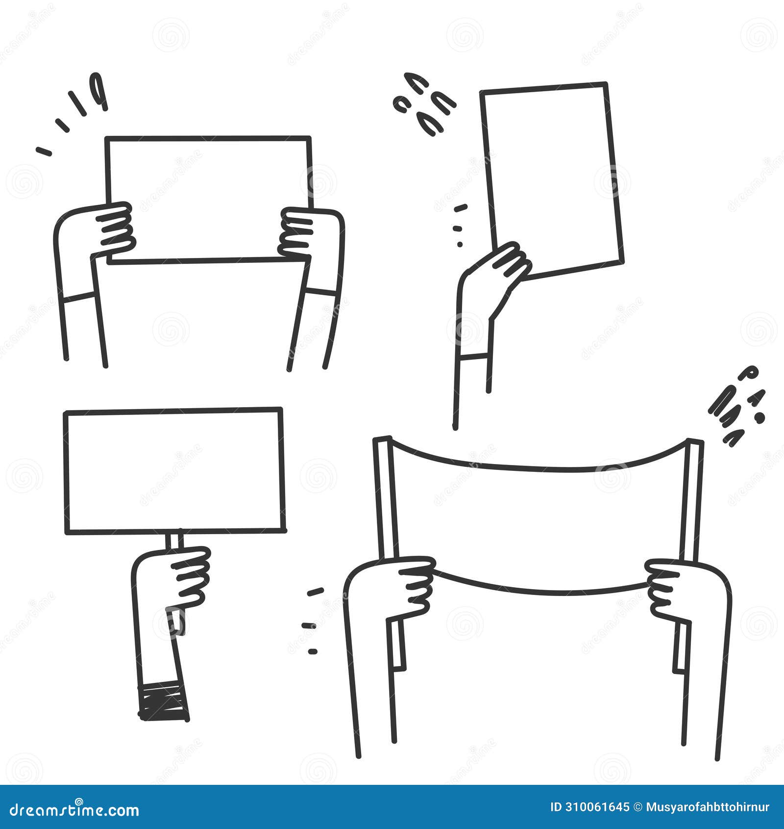 Hand Drawn Doodle Hand Holding Protest Banner Illustration Stock Vector ...