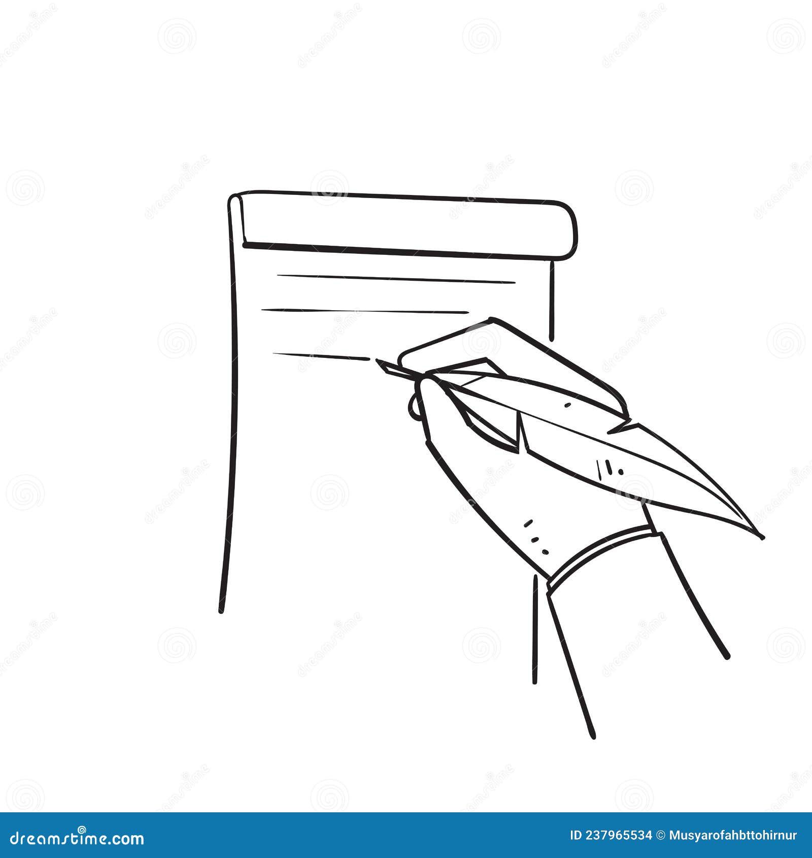 Hand Drawn Doodle Hand Holding Quill Pen with Writing Gesture ...