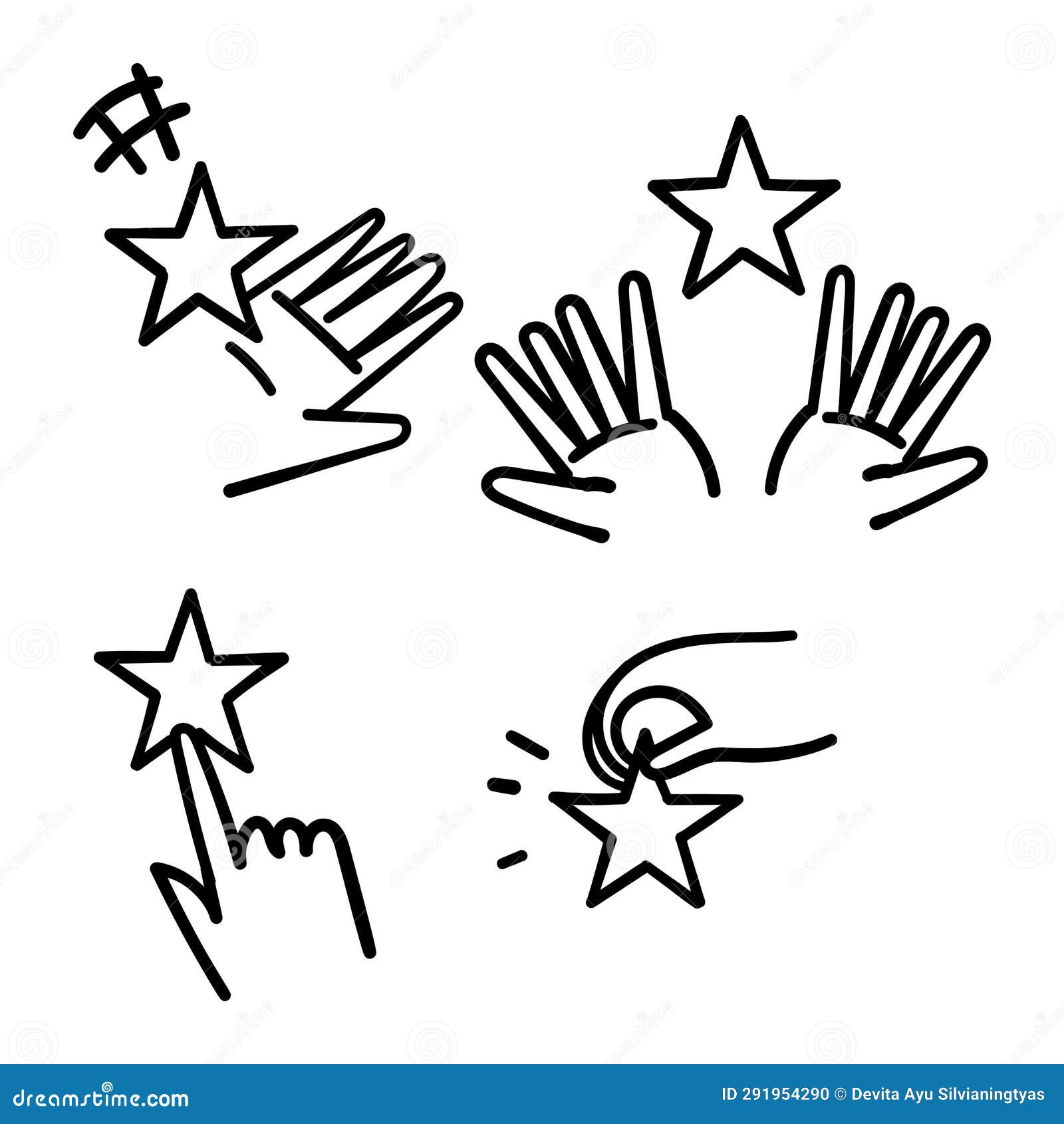 Hand Drawn Doodle Hand Holding Star Shape Illustration Vector Stock ...