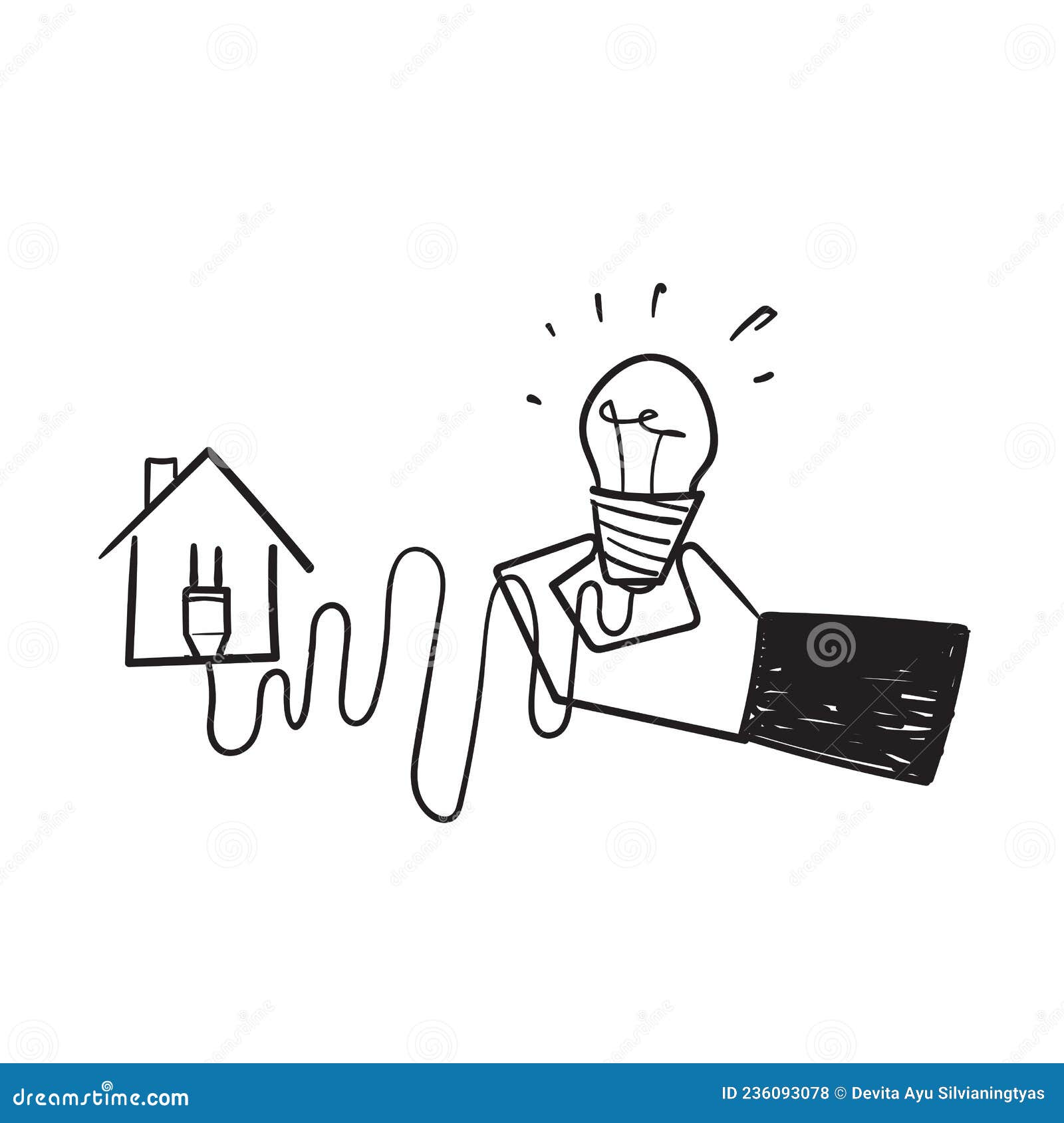 Hand Drawn Doodle Home Electricity Illustration Vector Isolated Stock ...