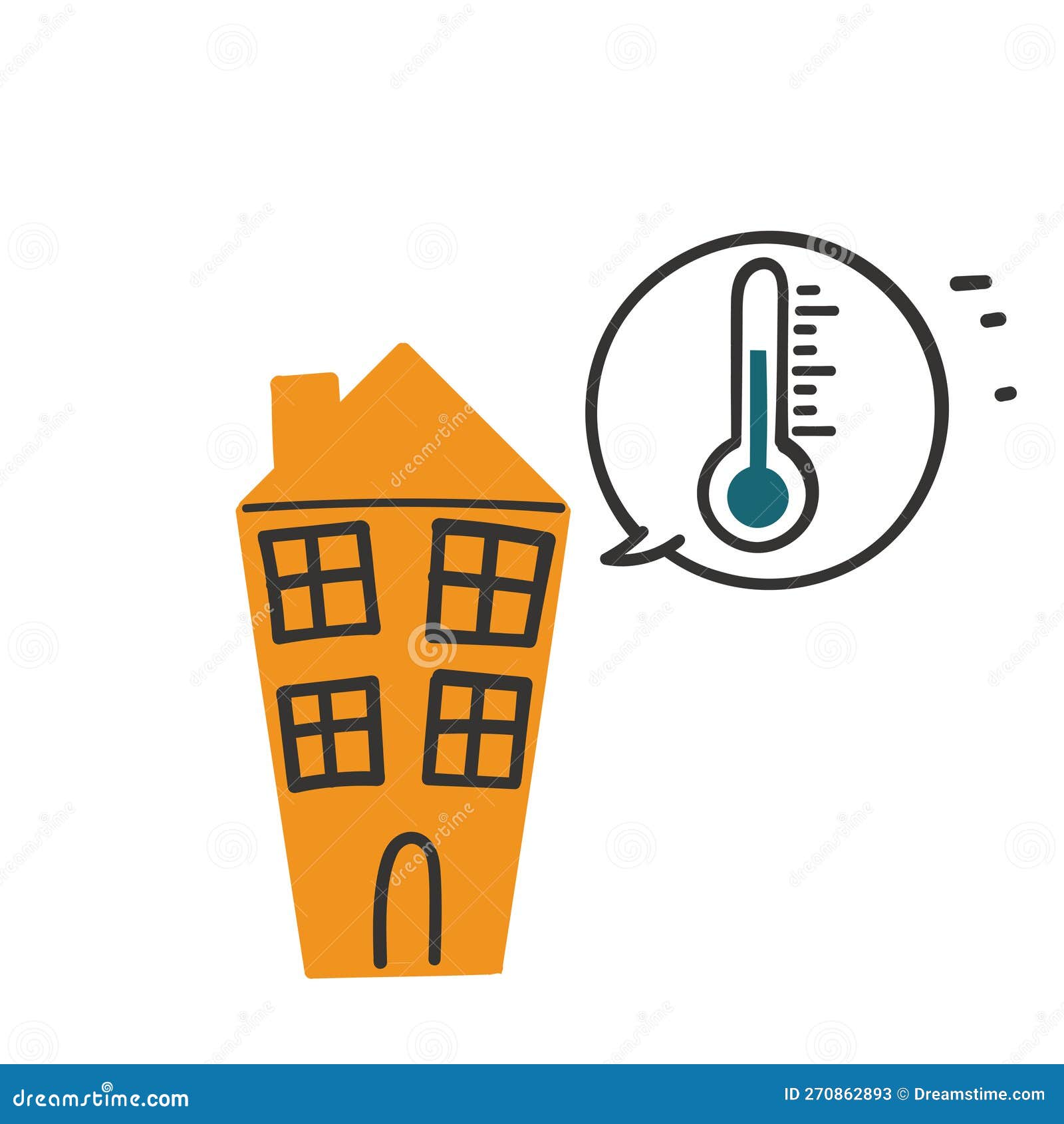Hand Drawn Doodle House with Temperature Control Illustration Vector ...