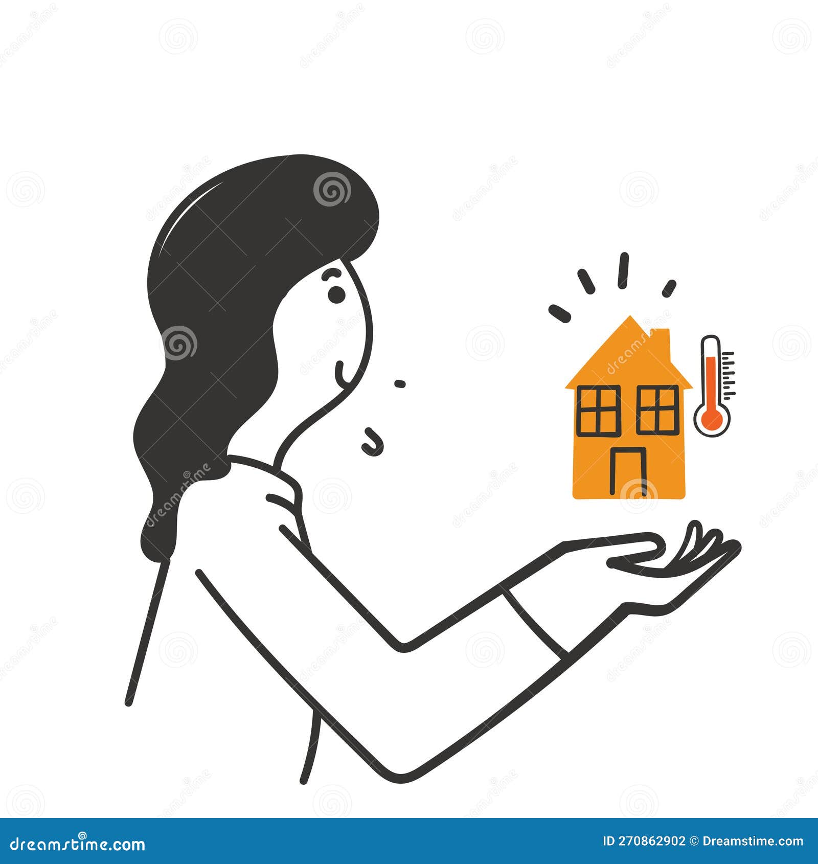 Hand Drawn Doodle House with Temperature Control Illustration Vector ...
