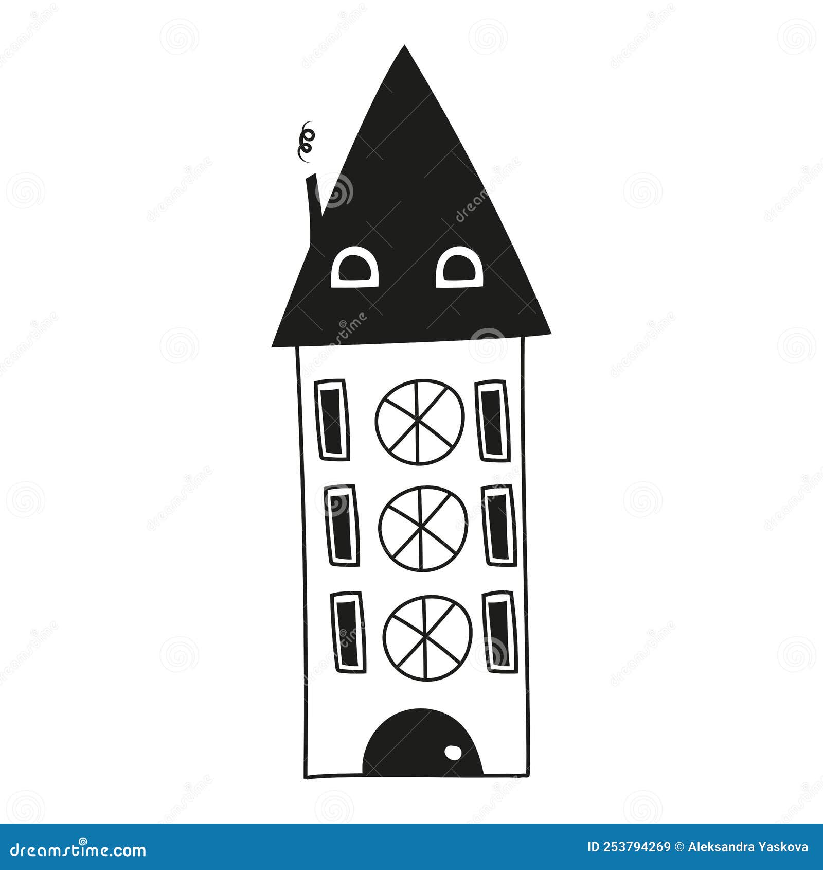 Hand Drawn Doodle House. Vector Illustration. Doodle Home Icon in Black ...