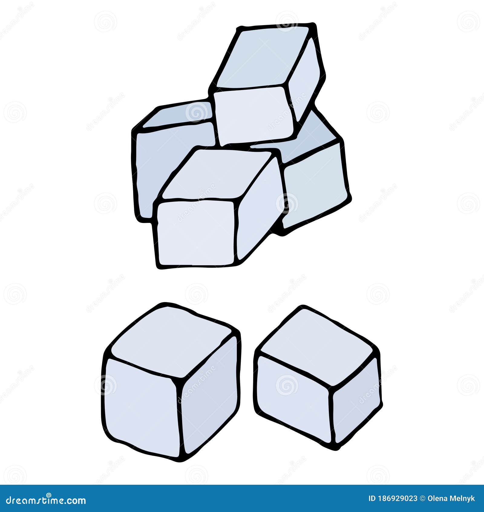 Hand Drawn Doodle Ice Cube. Contour Sketch. Vector Color Illustration ... Hand Drawn Doodle Ice Cube. Contour Sketch. Vector Color Illustration ...