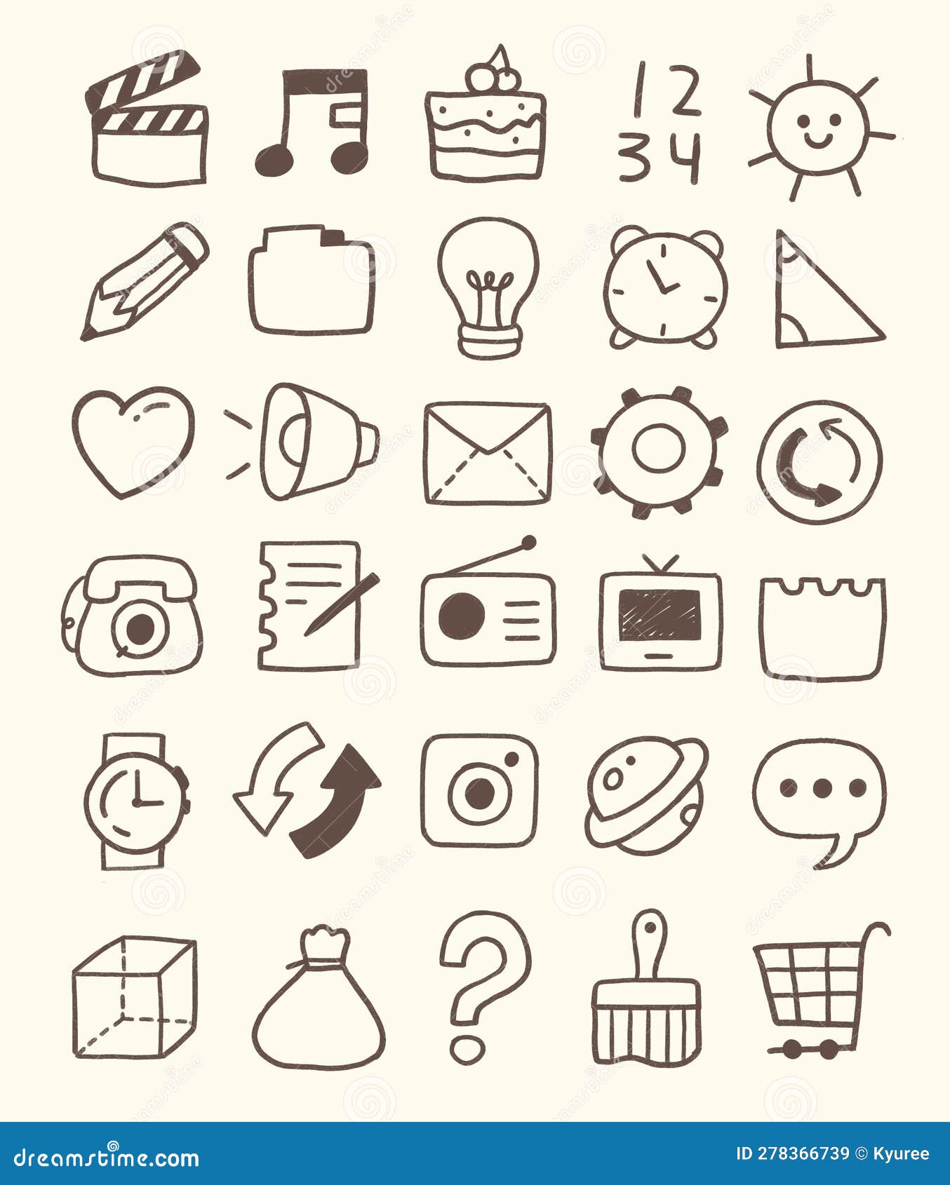 Doodle Note Icons stock illustration. Illustration of calligraphy ...