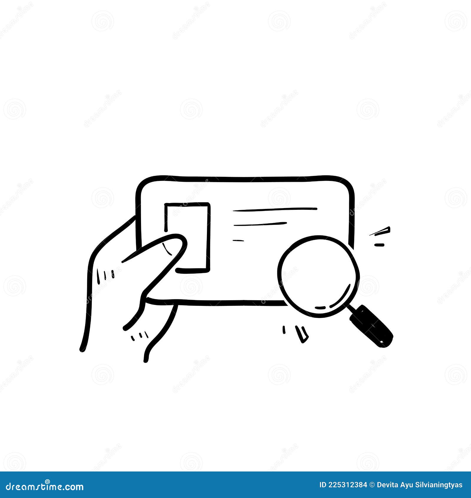 Hand Drawn Doodle Identification Card Scan Icon Illustration Vector ...