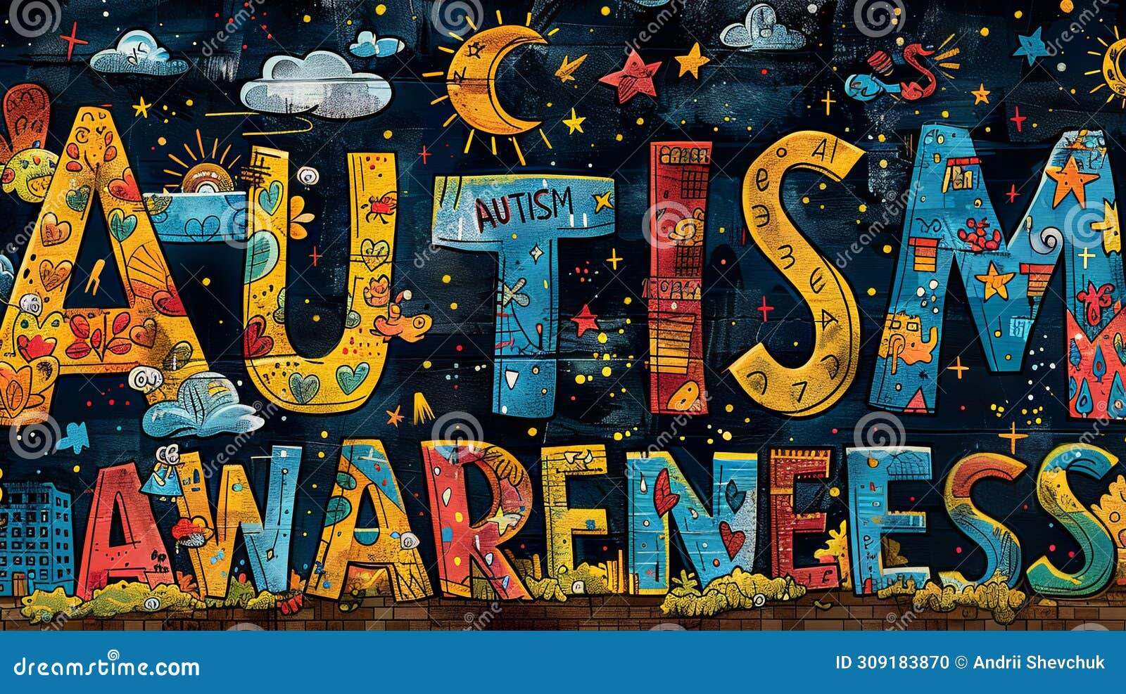 Hand Drawn Doodle Illustration of Autism Awareness Stock Illustration ...