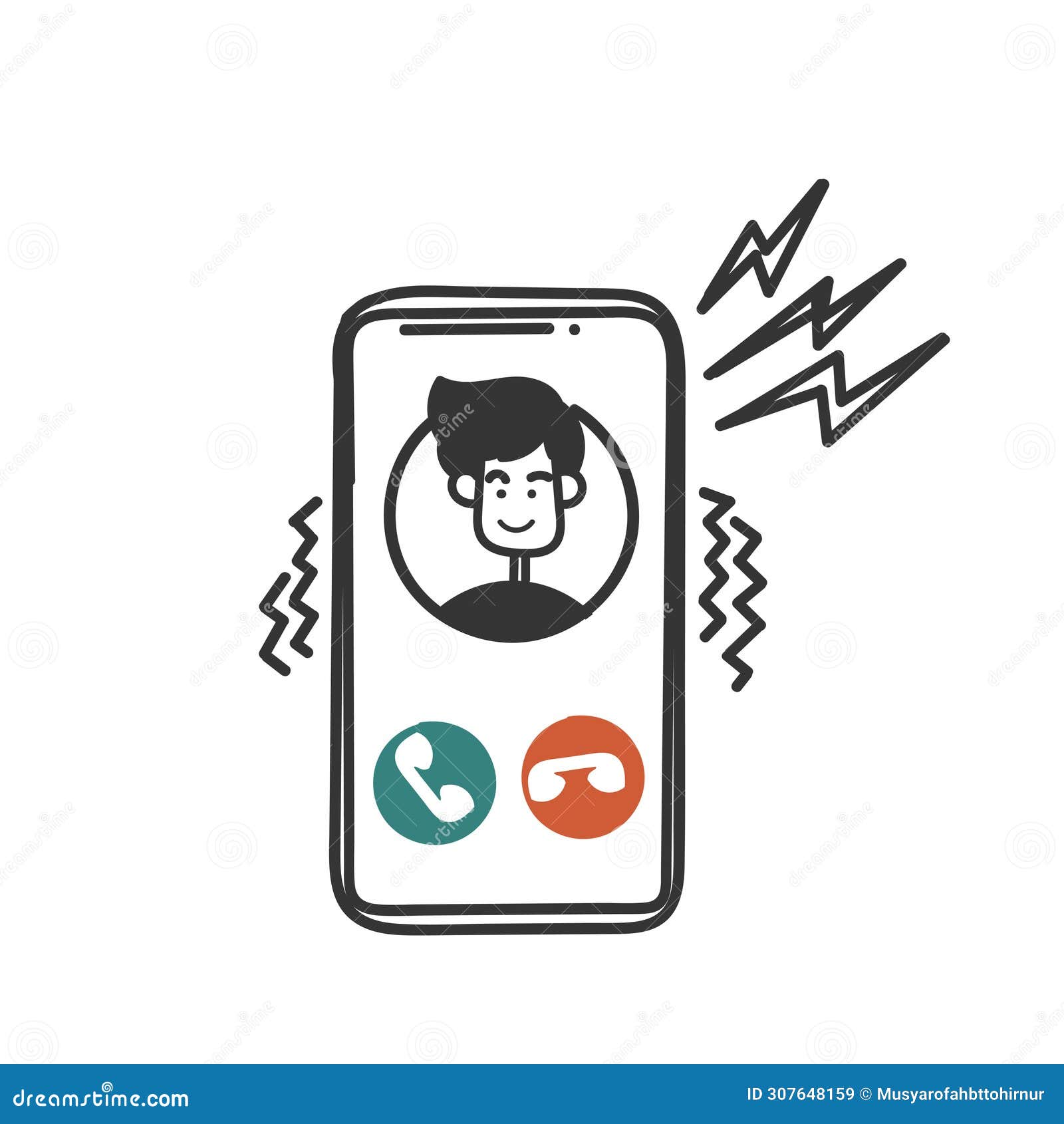 Hand Drawn Doodle Incoming Call Phone Icon Stock Illustration ...