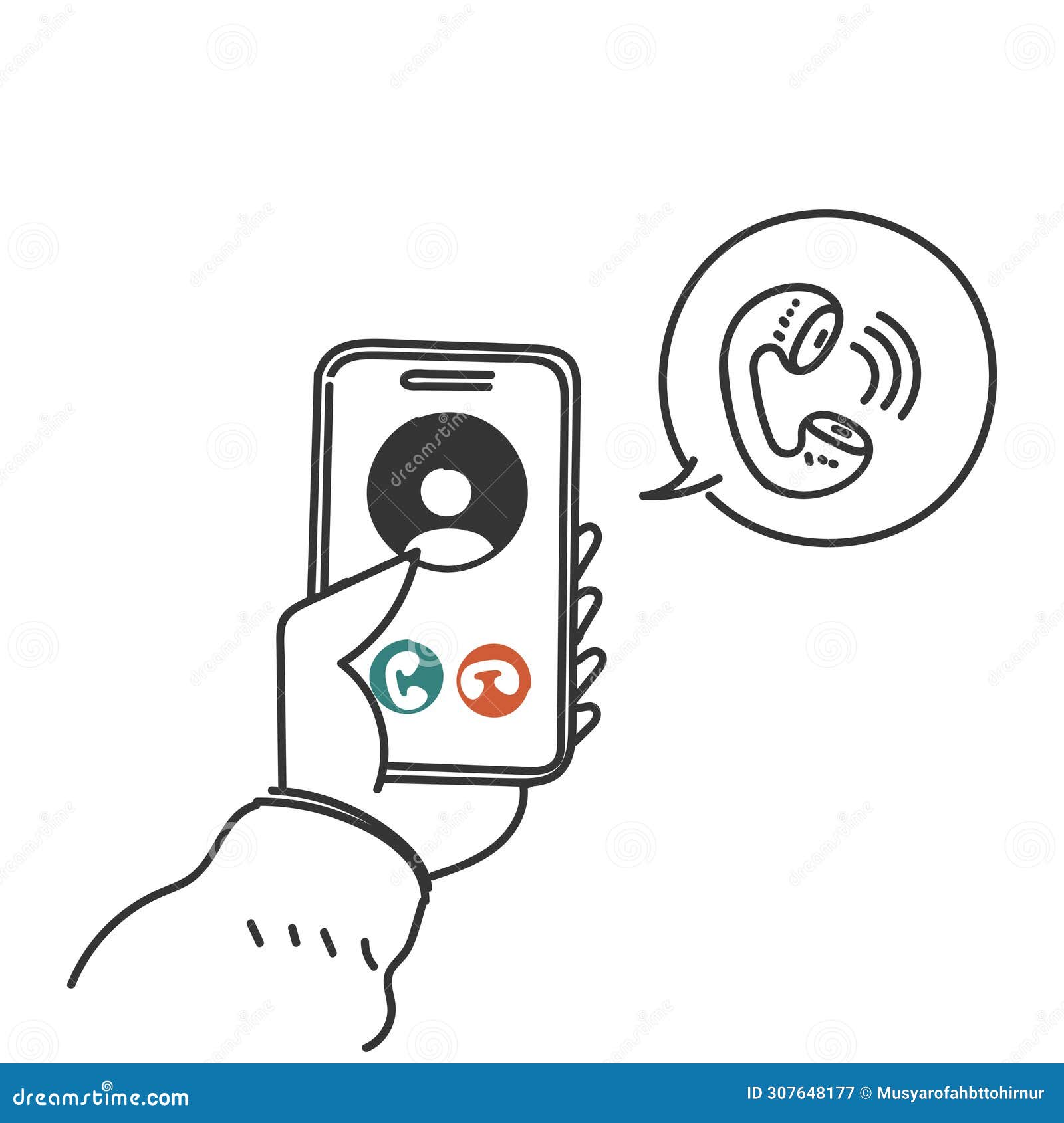 Hand Drawn Doodle Incoming Call Phone Icon Stock Illustration ...