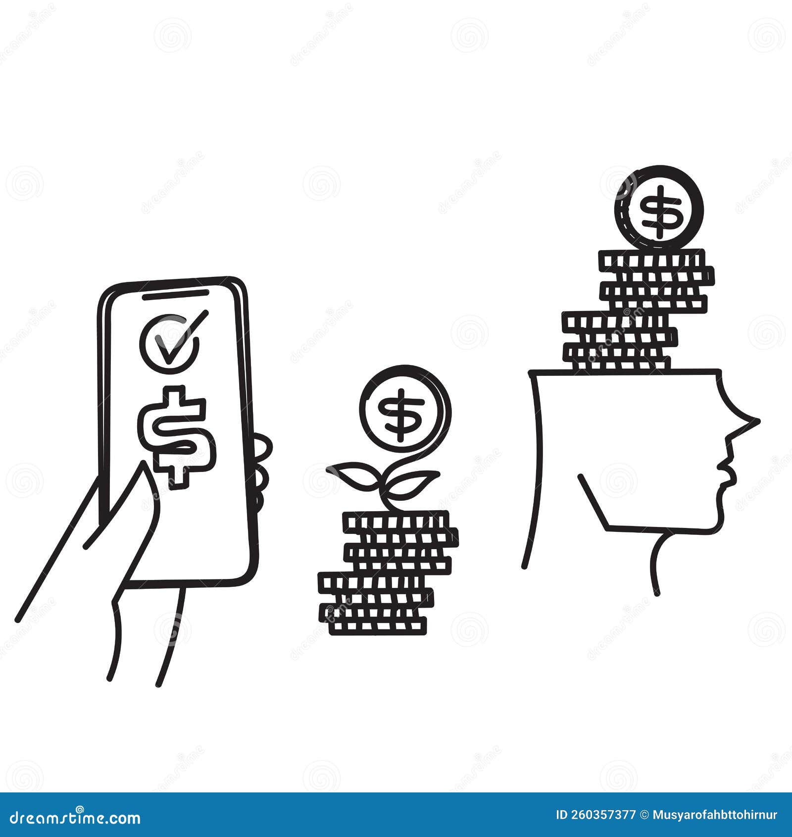 Hand Drawn Doodle Investment Illustration Set Illustration Stock Vector ...