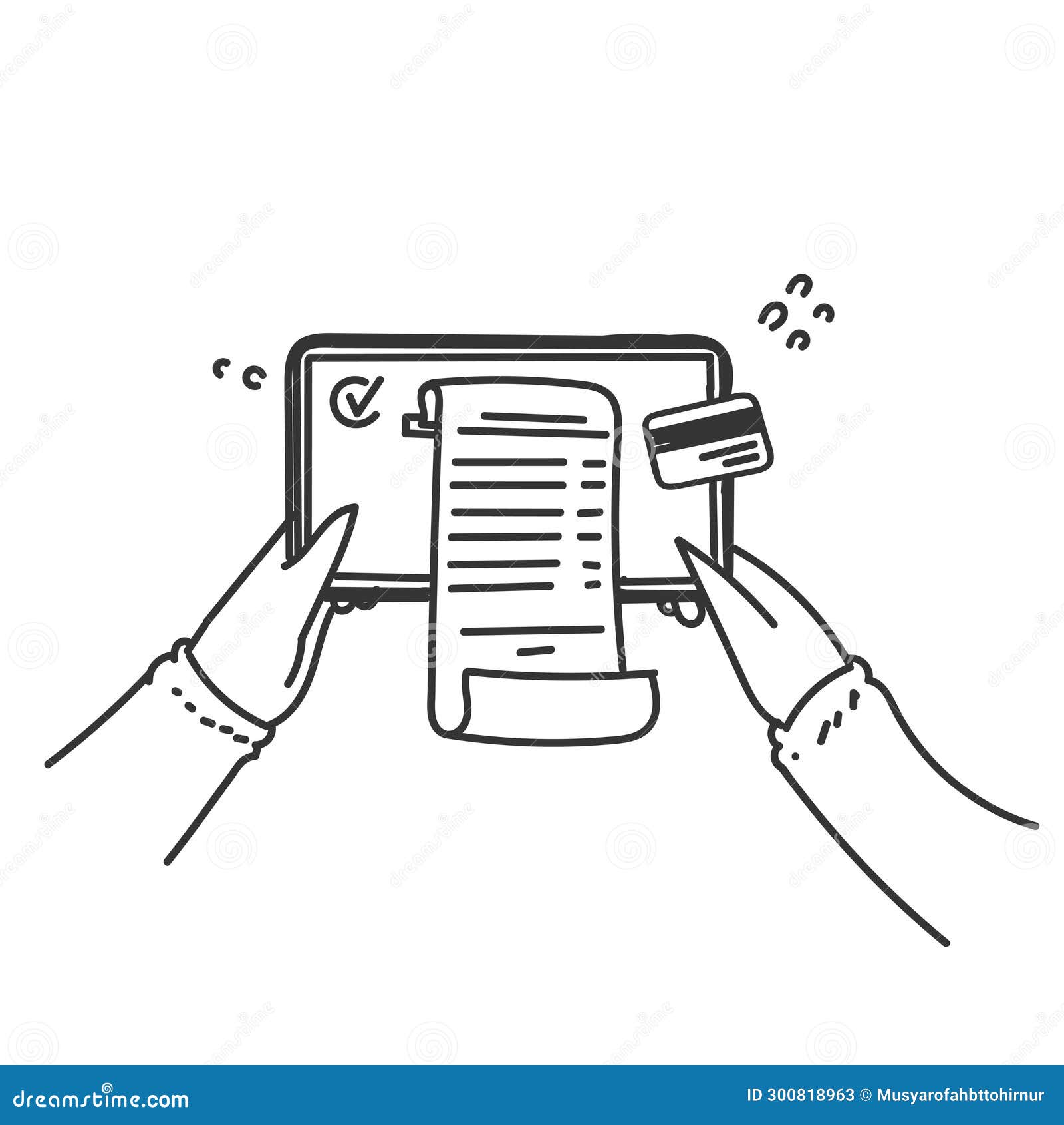 Hand Drawn Doodle Invoice Business Digital Form on Device Screen Stock ...