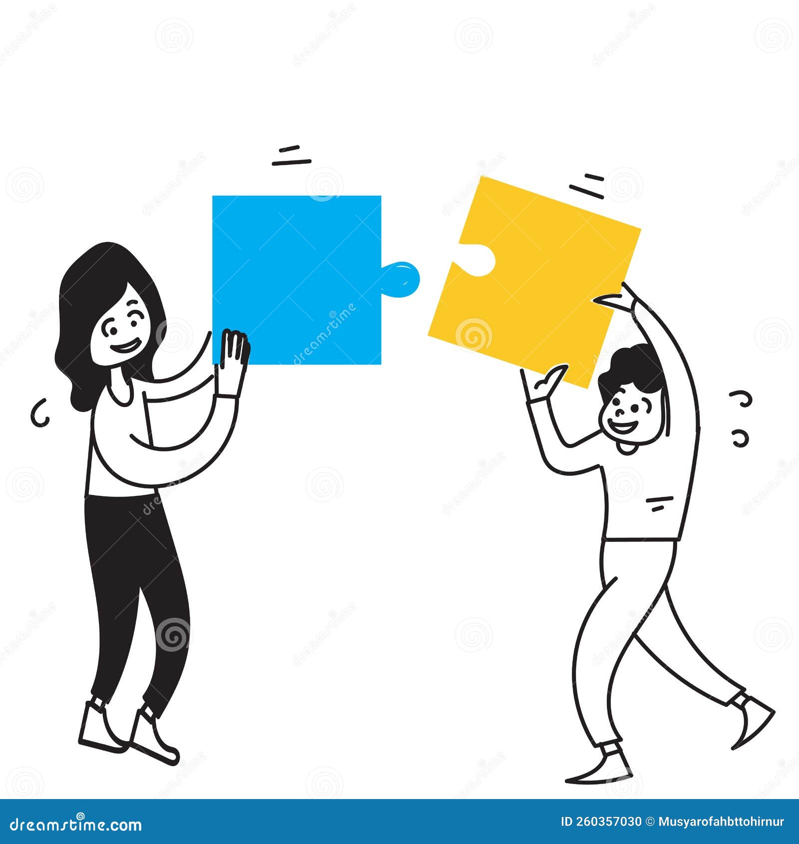 Hand Drawn Doodle Jigsaw Puzzle Pieces Symbol of Teamwork Illustration ...