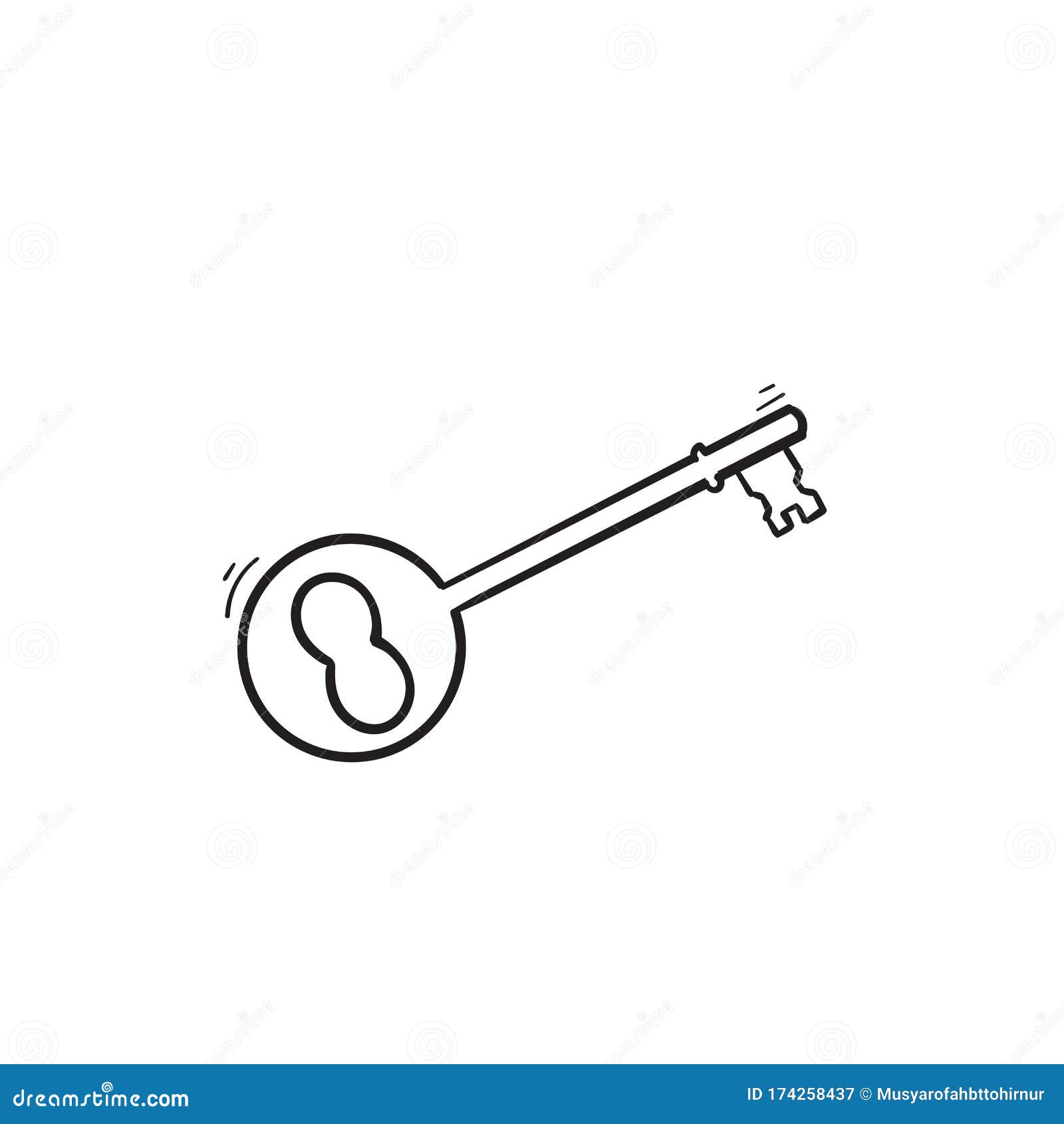 Hand Drawn Doodle Key Illustration with Cartoon Style Vector Isolated ...