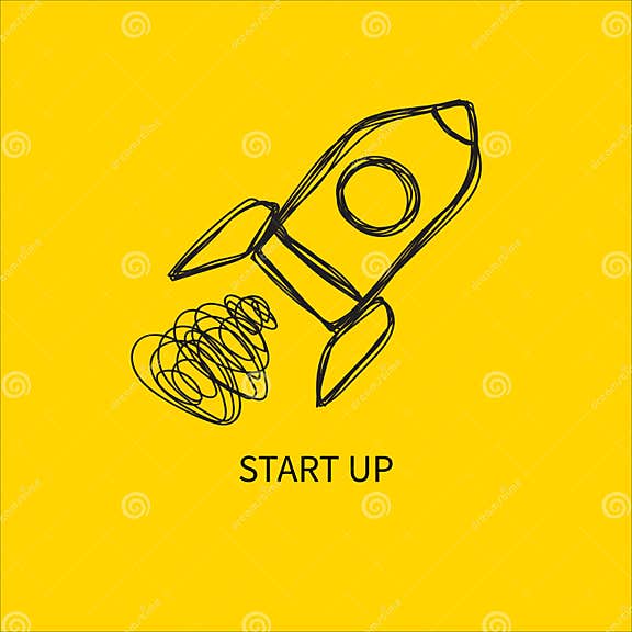 Hand drawn doodle launch stock vector. Illustration of exploration ...
