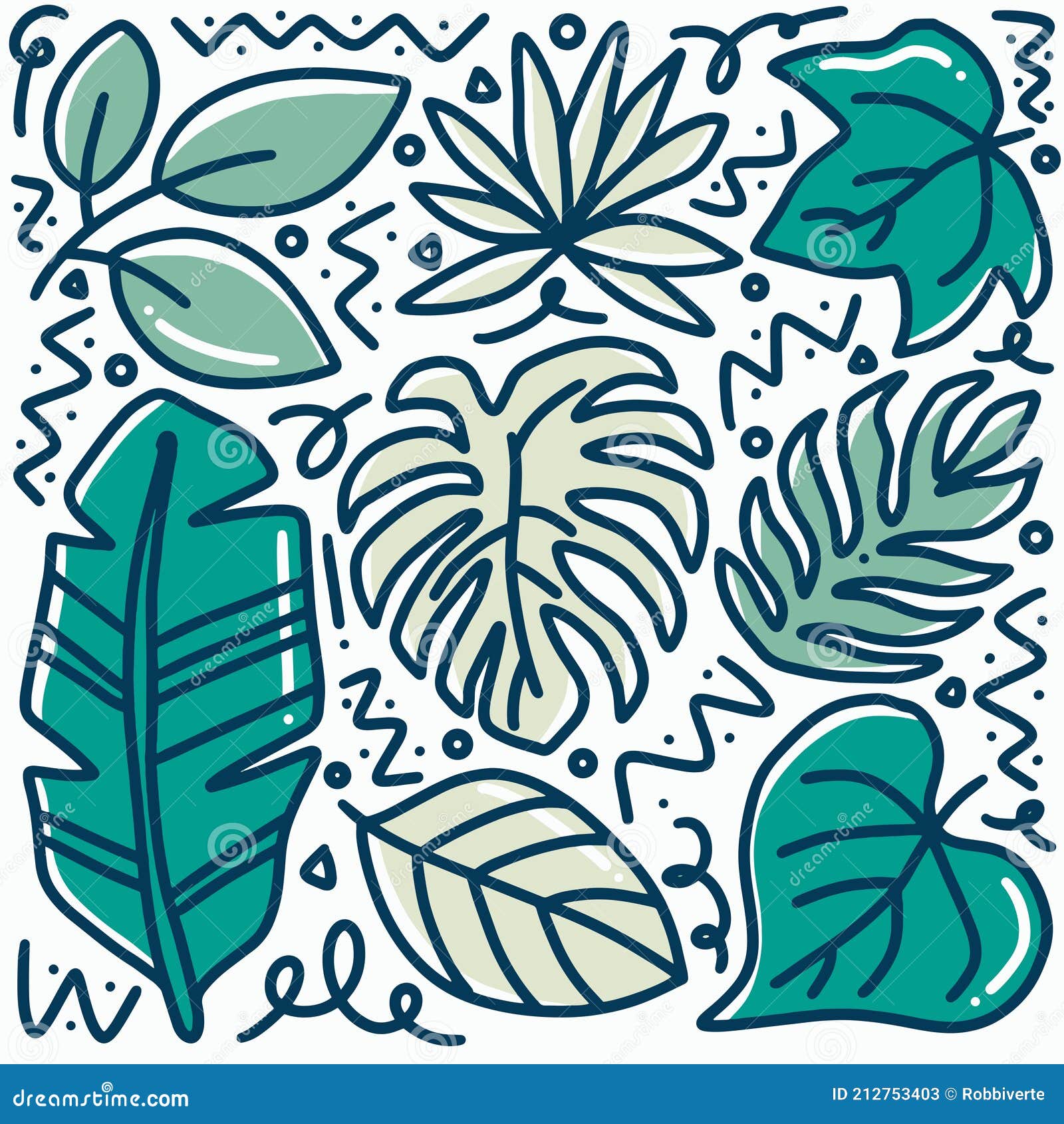 Hand drawn doodle leaf stock vector. Illustration of beautiful - 212753403