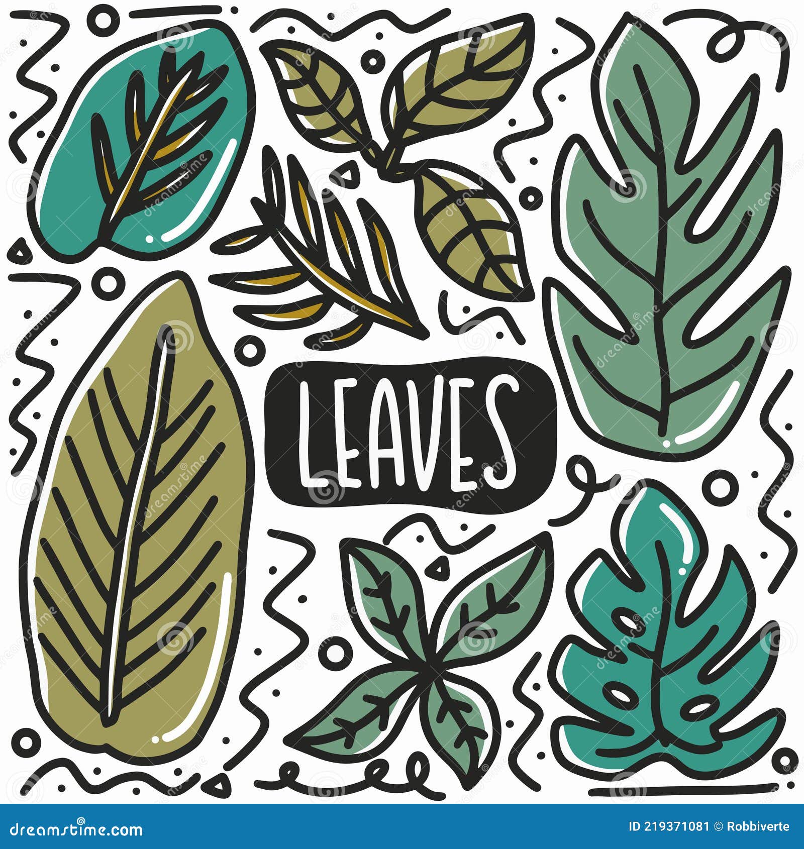 Hand-drawn Doodle Leaf Type Art Design Element Illustration. Stock ...
