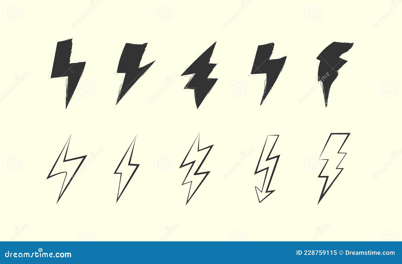 Hand Drawn Doodle of Lightning Bolts, Thunder Bolt. Stock Illustration ...