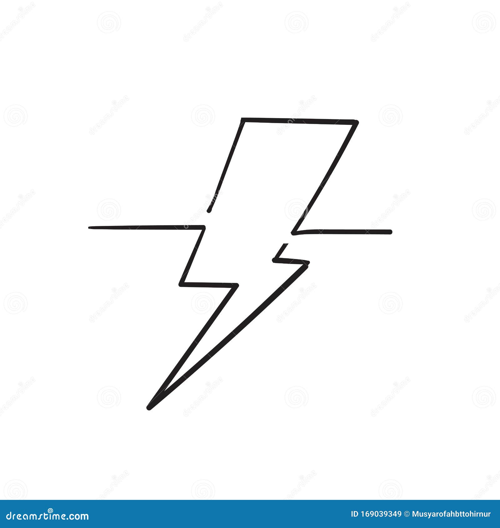 Hand Drawn Doodle Lightning Thunder Strike Illustration with Single ...