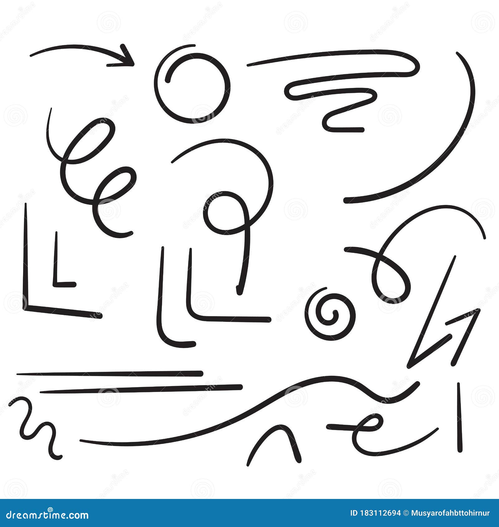 Hand Drawn Doodle Line Art Collection Element Illustration Doodle ...