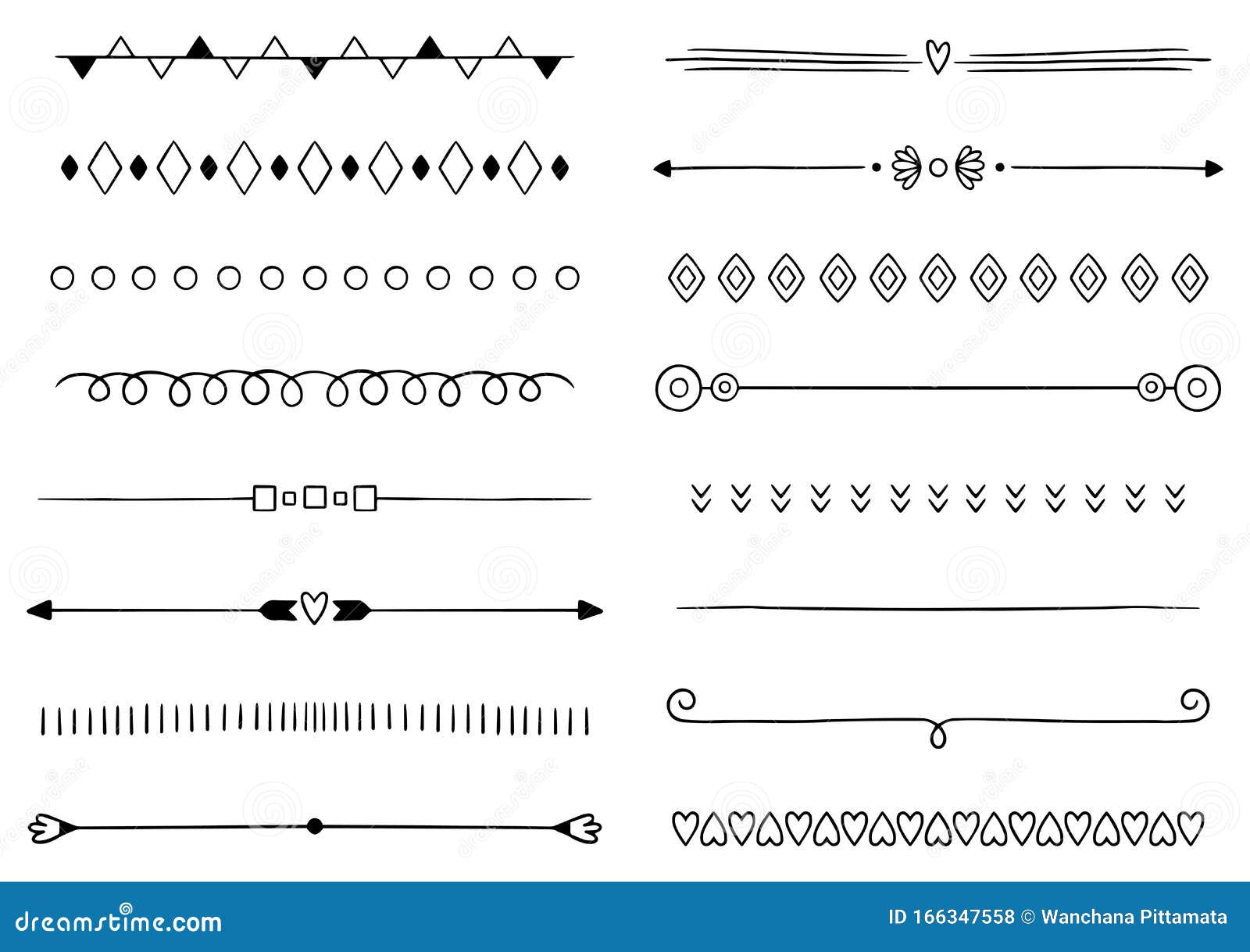 0001 Hand Drawn Dividers stock vector. Illustration of menu - 166347558