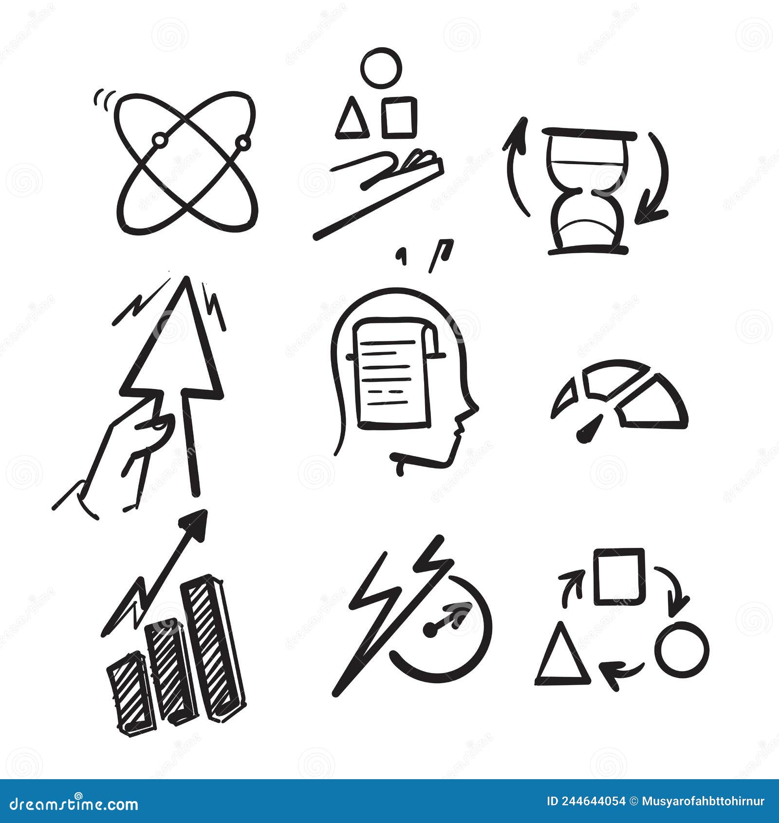 Hand Drawn Doodle Line Icons Related To Efficiency. Performance ...
