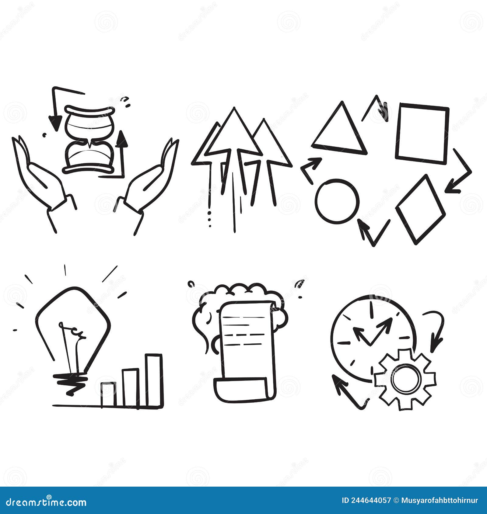 Hand Drawn Doodle Line Icons Related To Efficiency. Performance ...