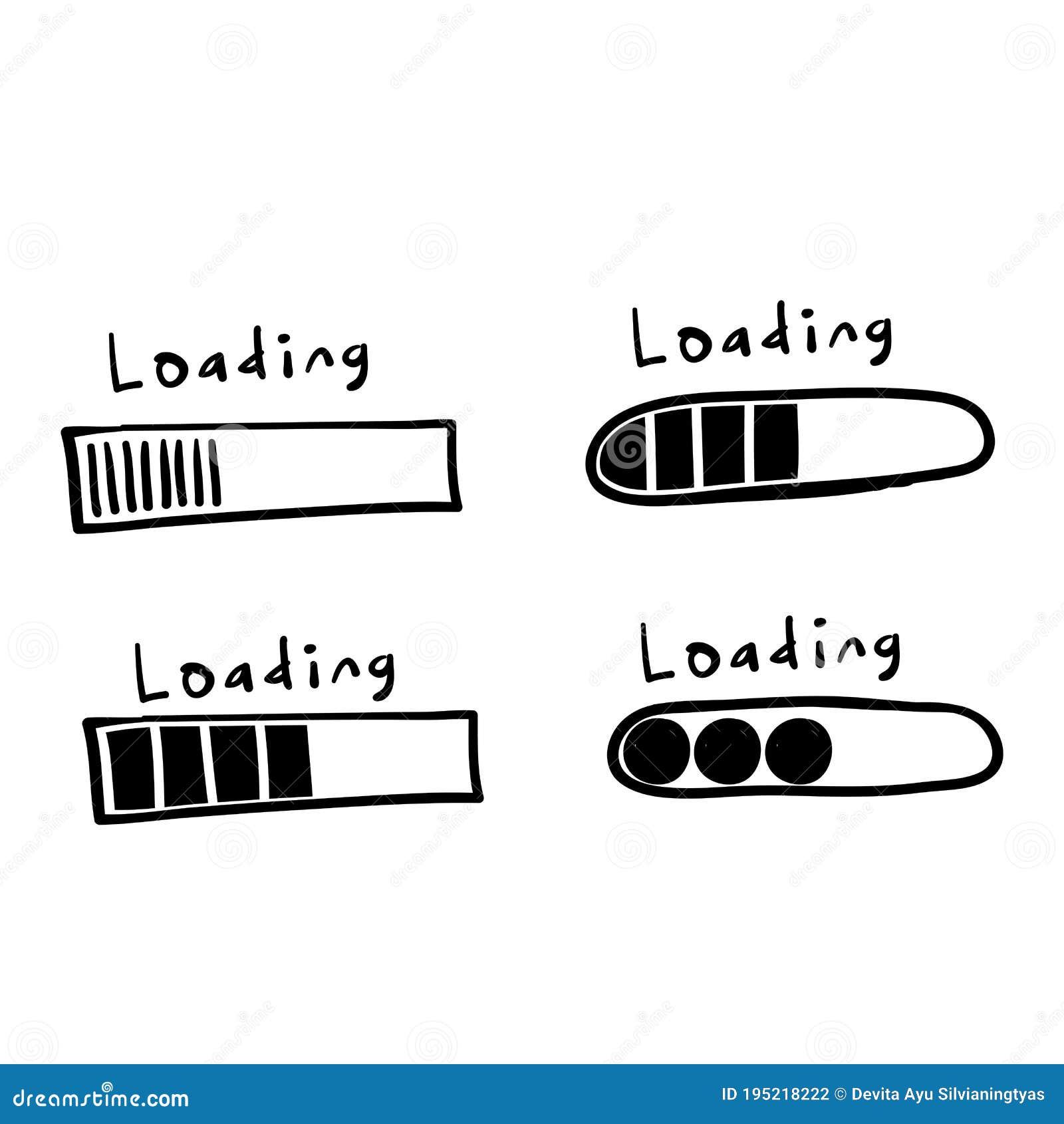 3d Doodle Loading Bar. Hand-drawn 3D Progress Bar. Black On White ...