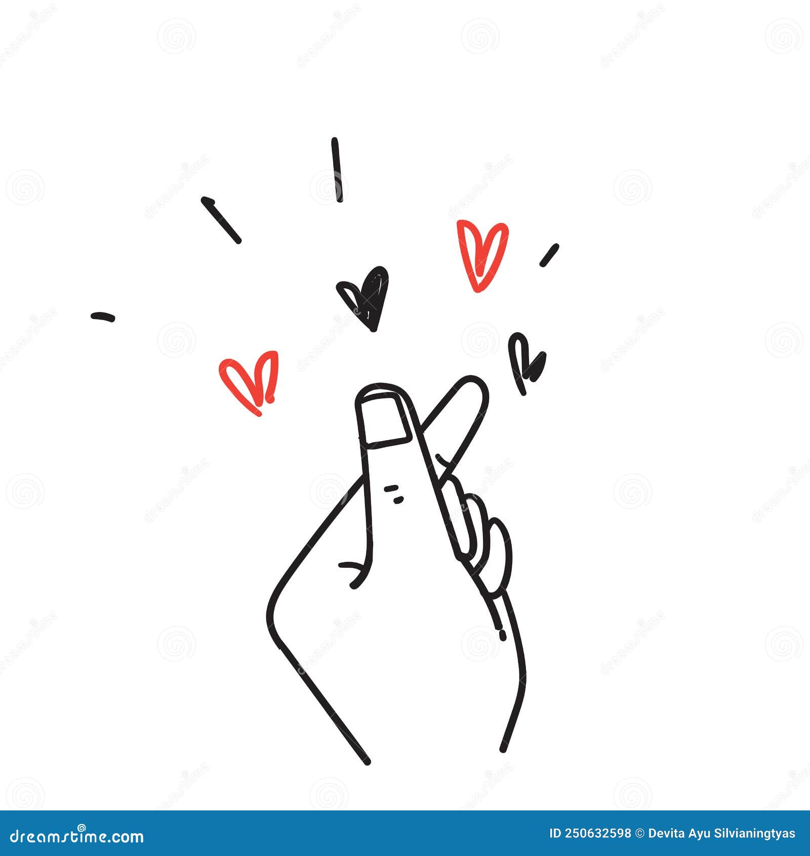 Hand Drawn Doodle Hand with Love Gesture Illustration Vector Stock ...