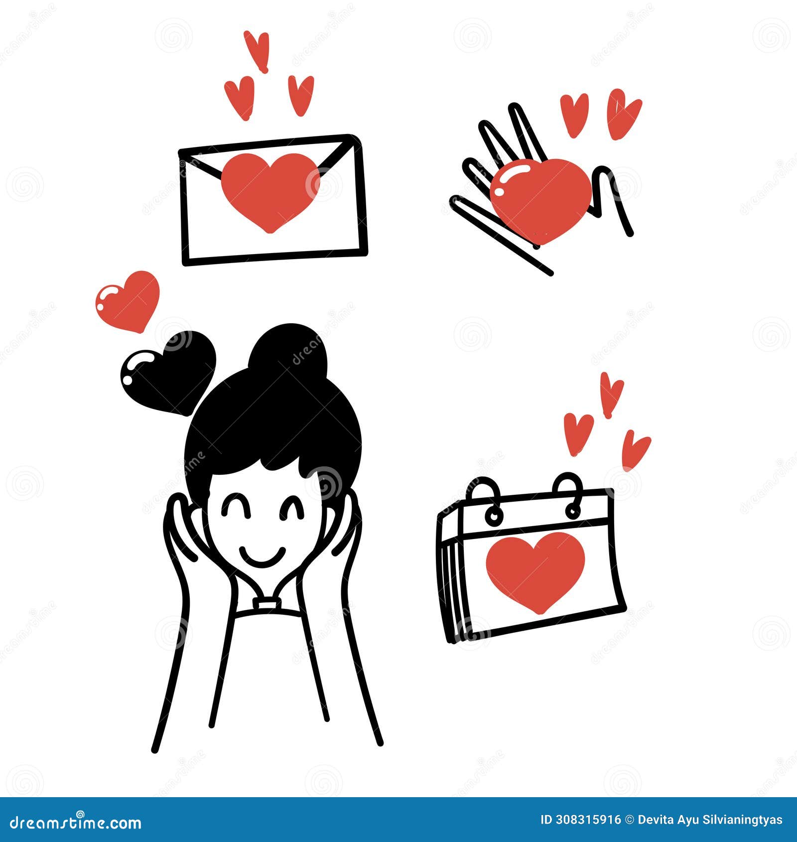 Hand Drawn Doodle Love Related Icon Drawing Illustration Stock Vector ...