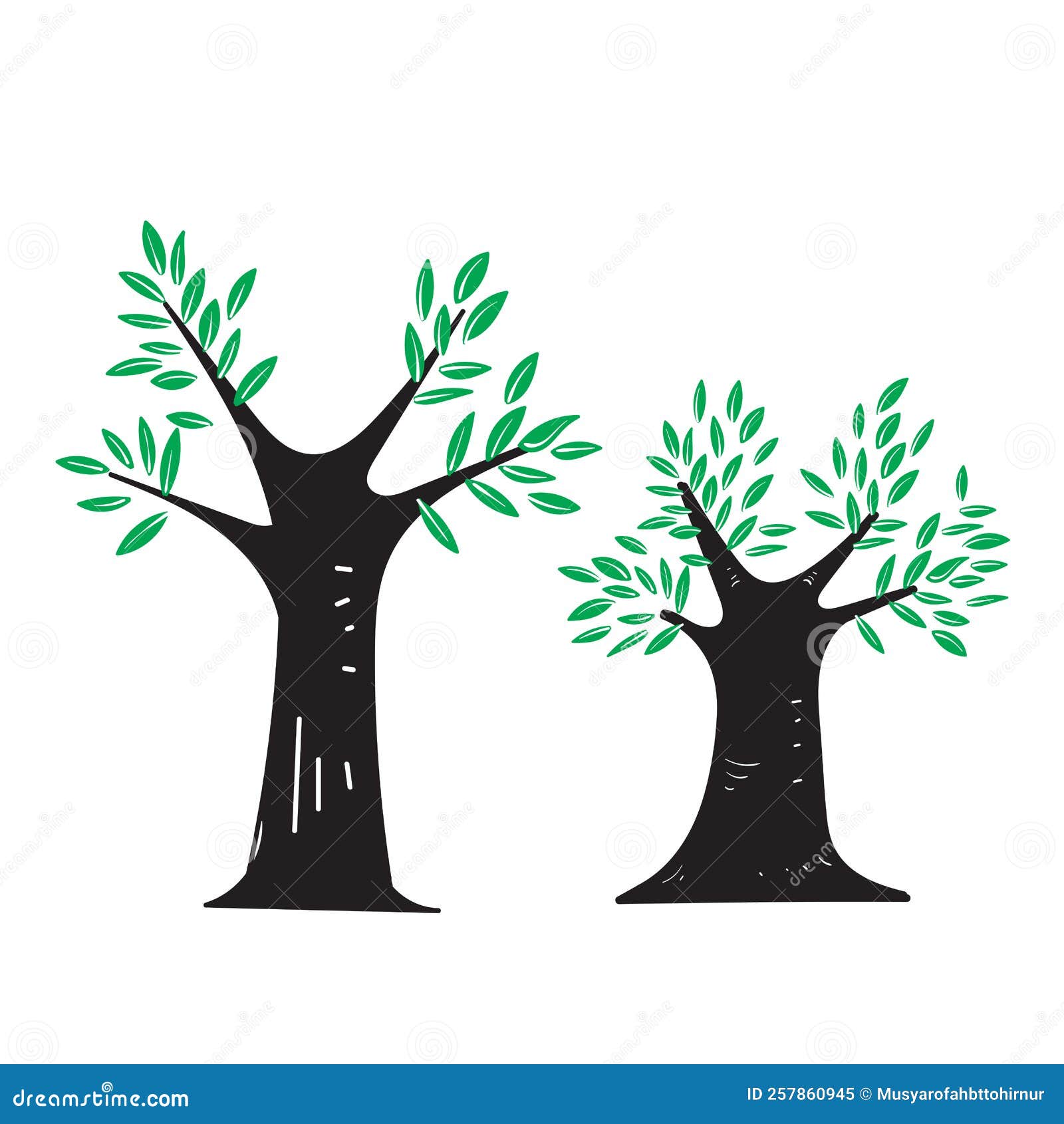 Lush Tree Drawing Vector. A Family Tree With Many Leaves, Branches And ...